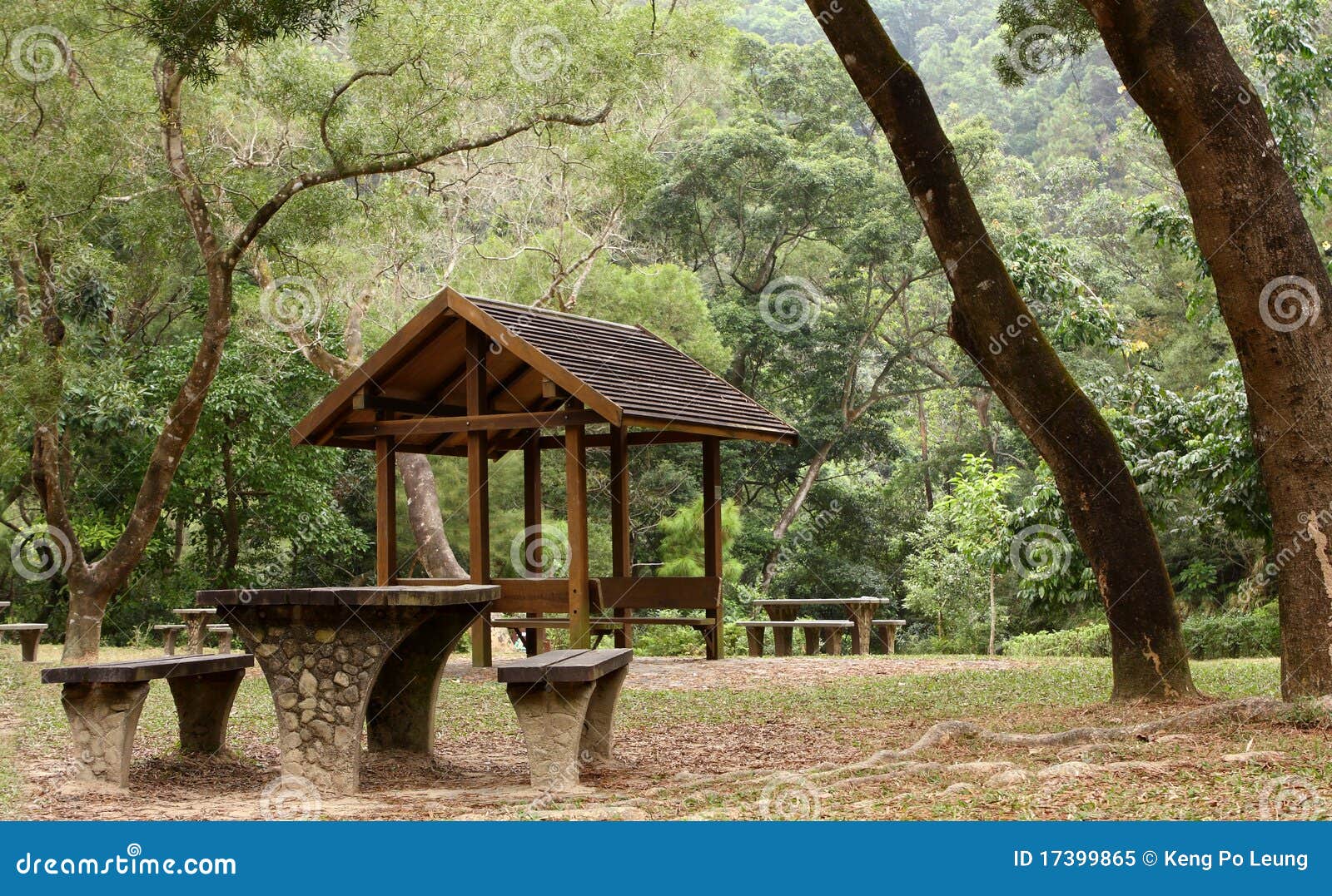 Picnic Table and Pavilion at Countryside Stock Image - Image of bench ...