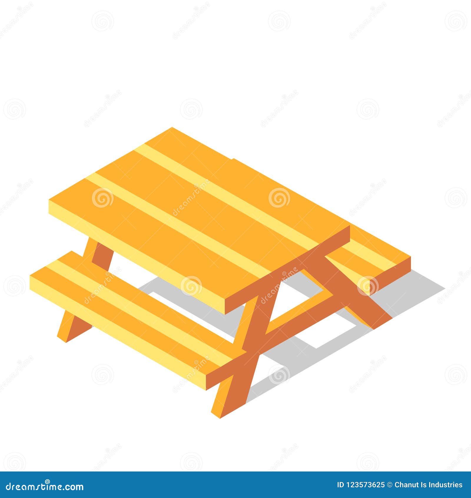 Picnic Table Isometric Illustration Stock Vector - Illustration of ...