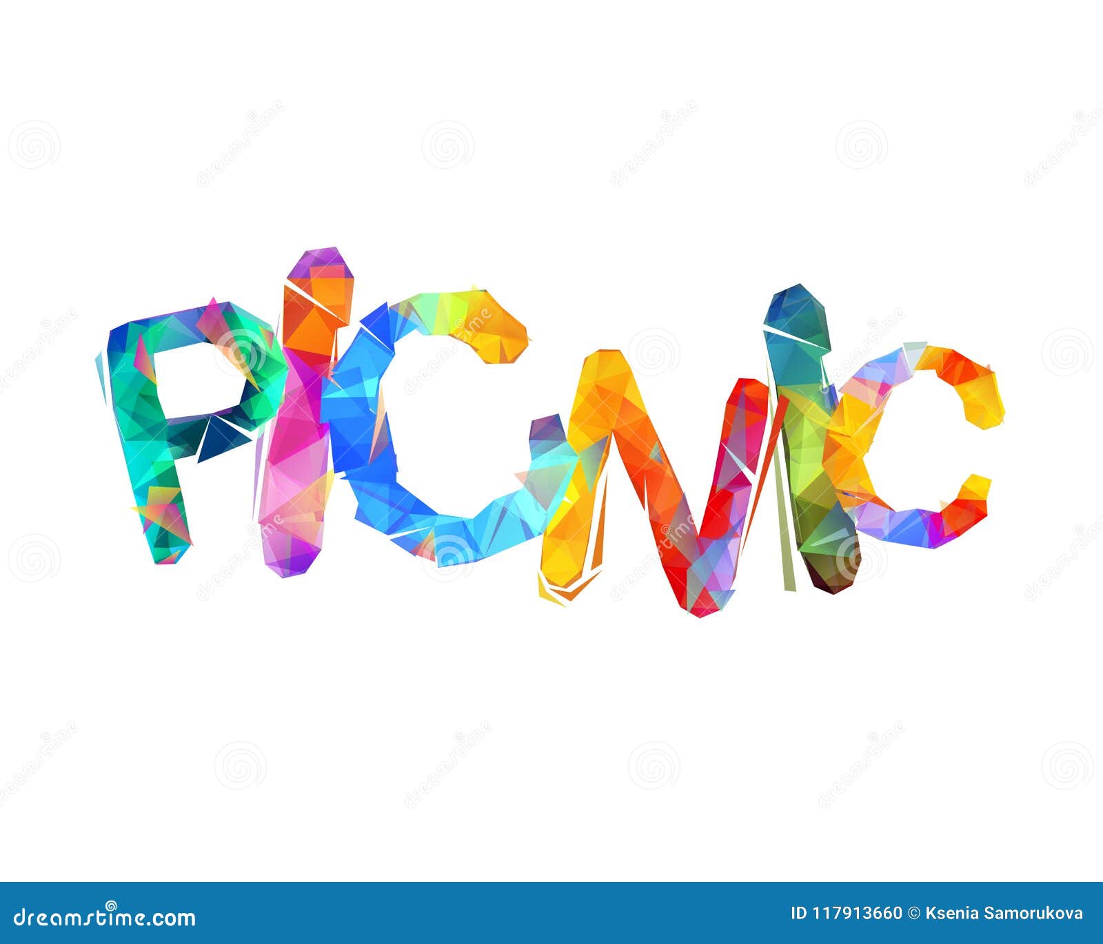 Picnic. Vector Word of Triangular Letters Stock Vector - Illustration ...