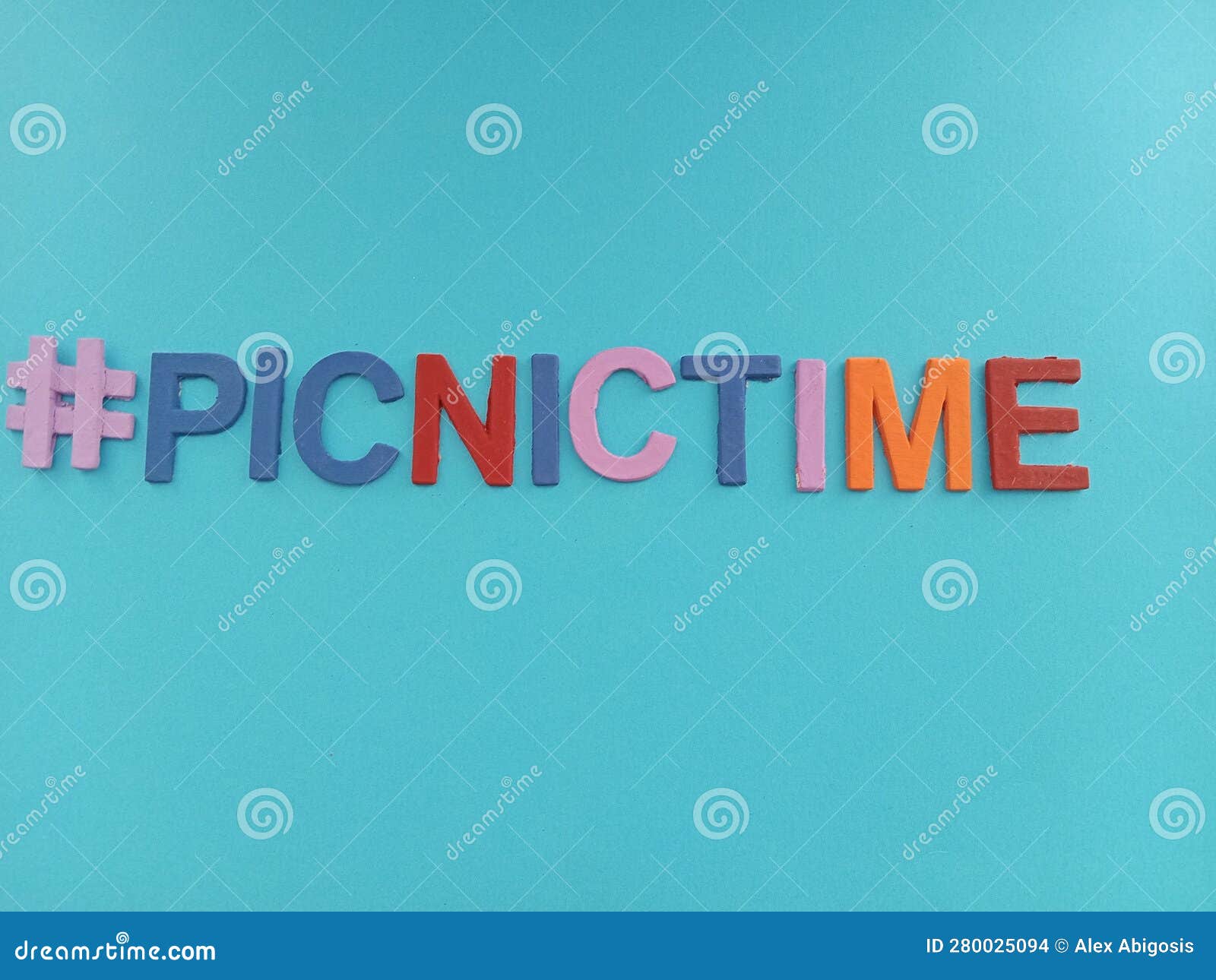 #picnictime Picnic Time Sign on a Blue Background Stock Photo - Image ...