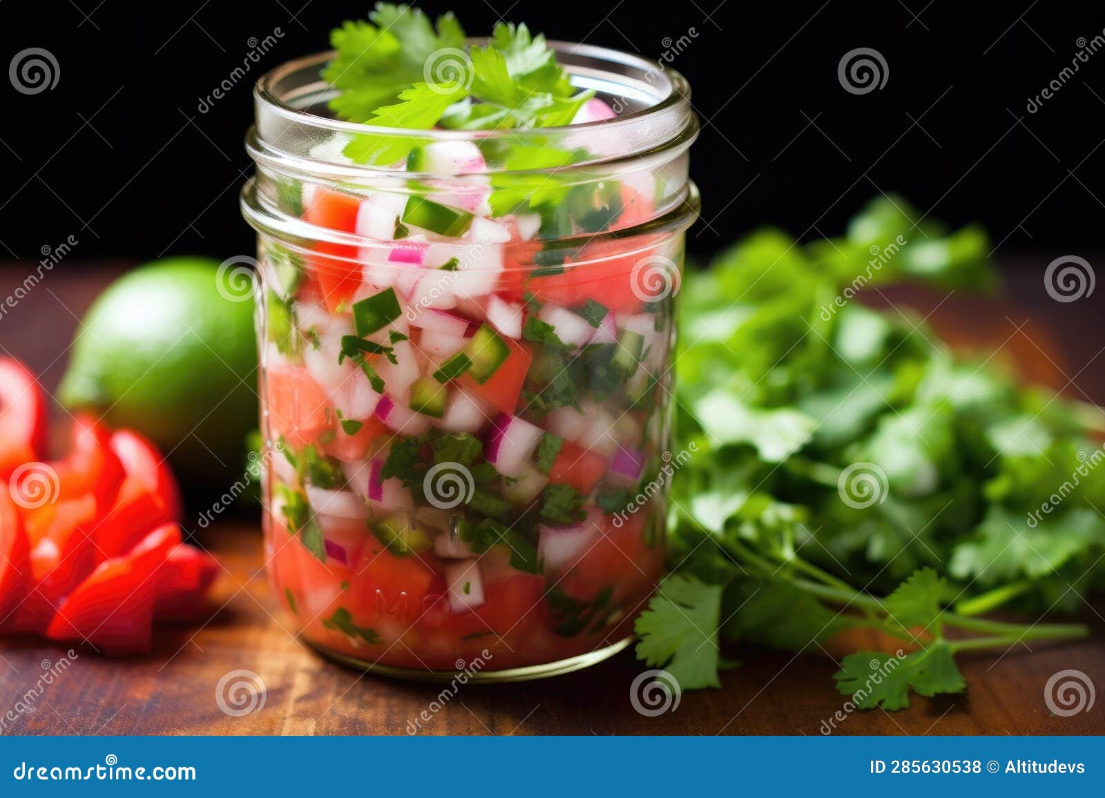 Pico De Gallo in a Mason Jar for Storage Stock Illustration ...