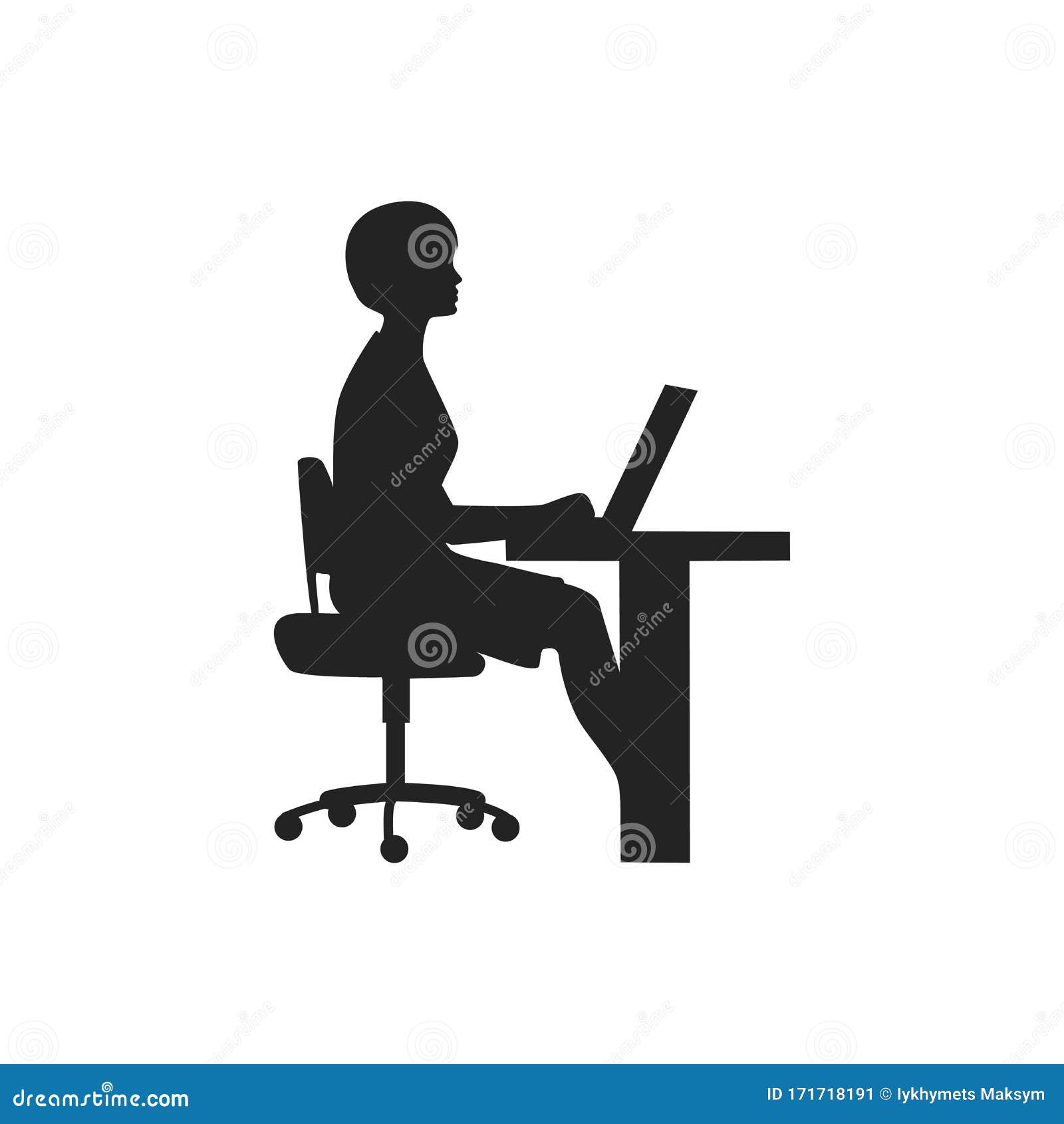 Pictogram Businessman Working on Computer. Vector Illustration. Stock ...