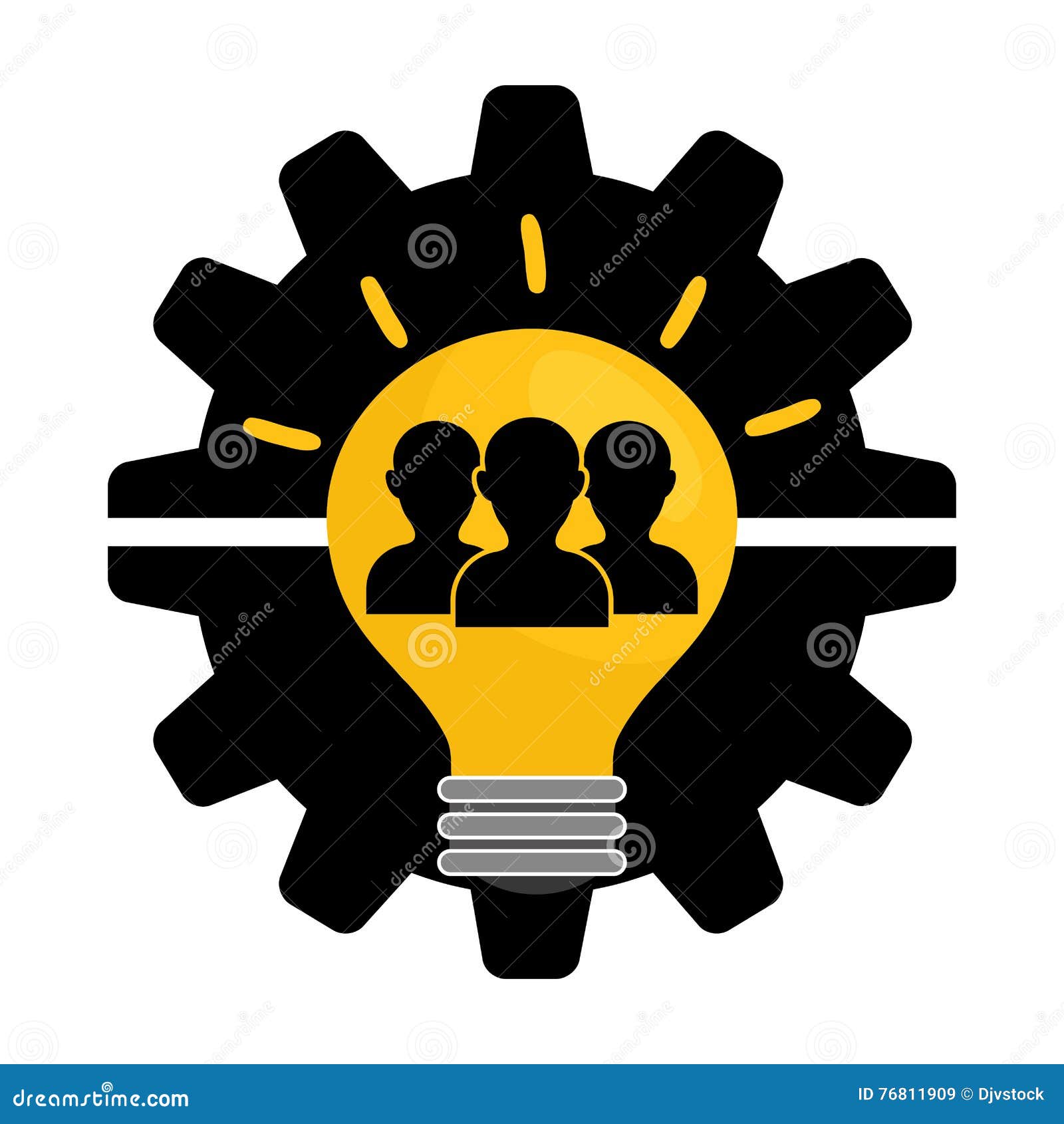 Pictogram Gears Bulb Teamwork Support Design Stock Vector ...