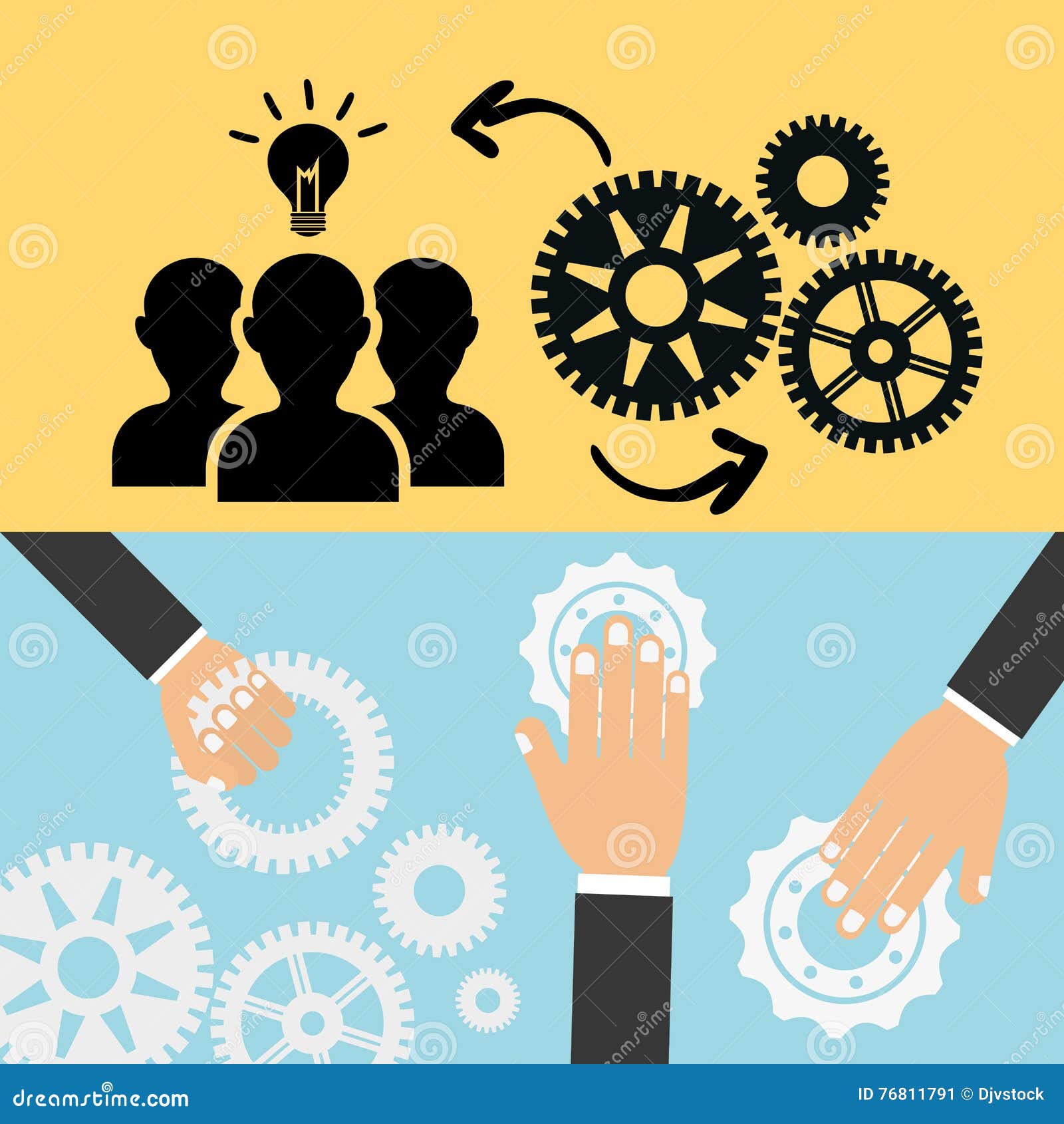Pictogram Gears Teamwork Support Design Vector Illustration ...