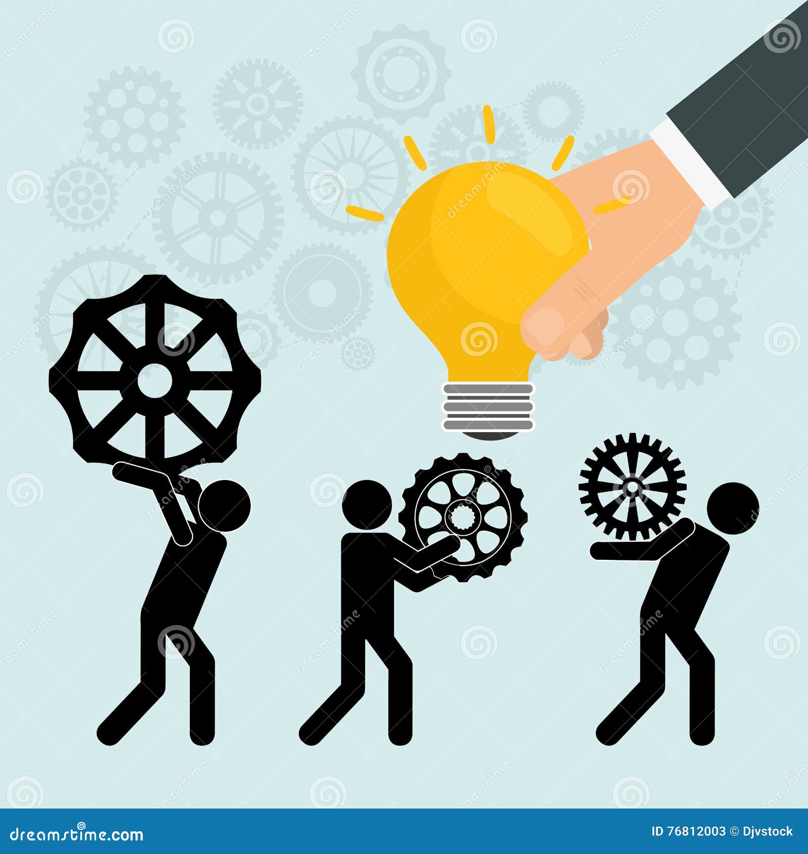Pictogram Gears Teamwork Support Design Vector Illustration ...