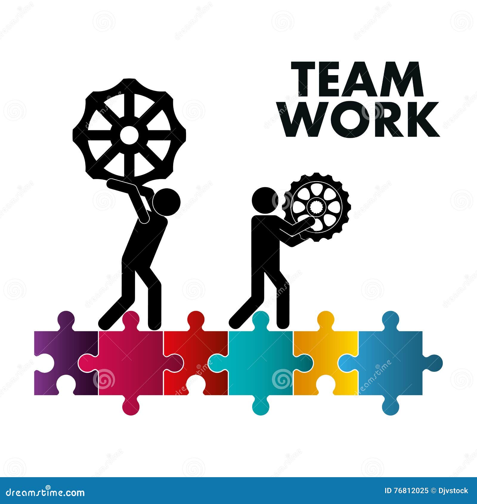 Pictogram Gears Puzzle Teamwork Support Design Stock Vector ...
