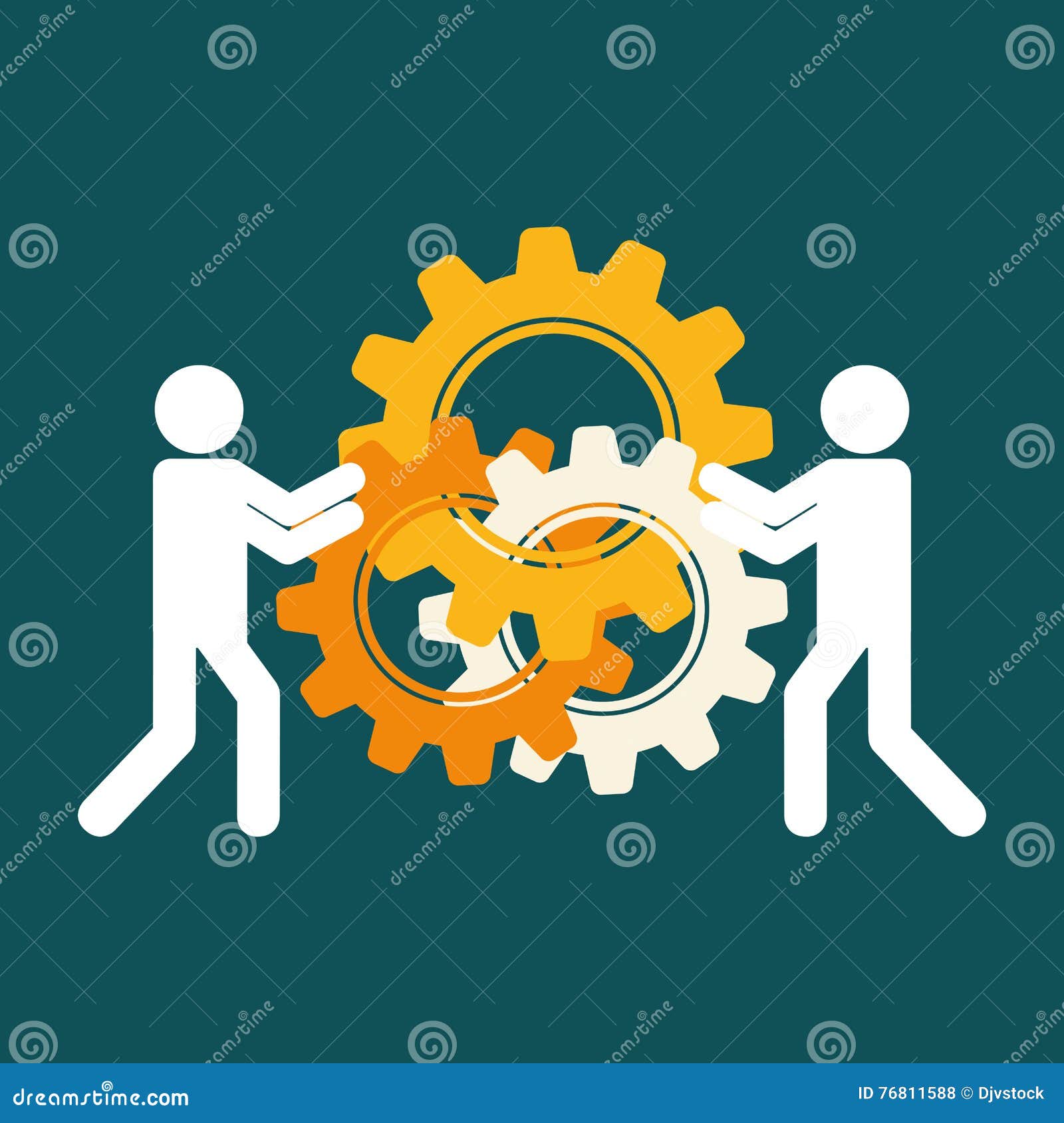 Pictogram Gears Teamwork Support Design Vector Illustration ...
