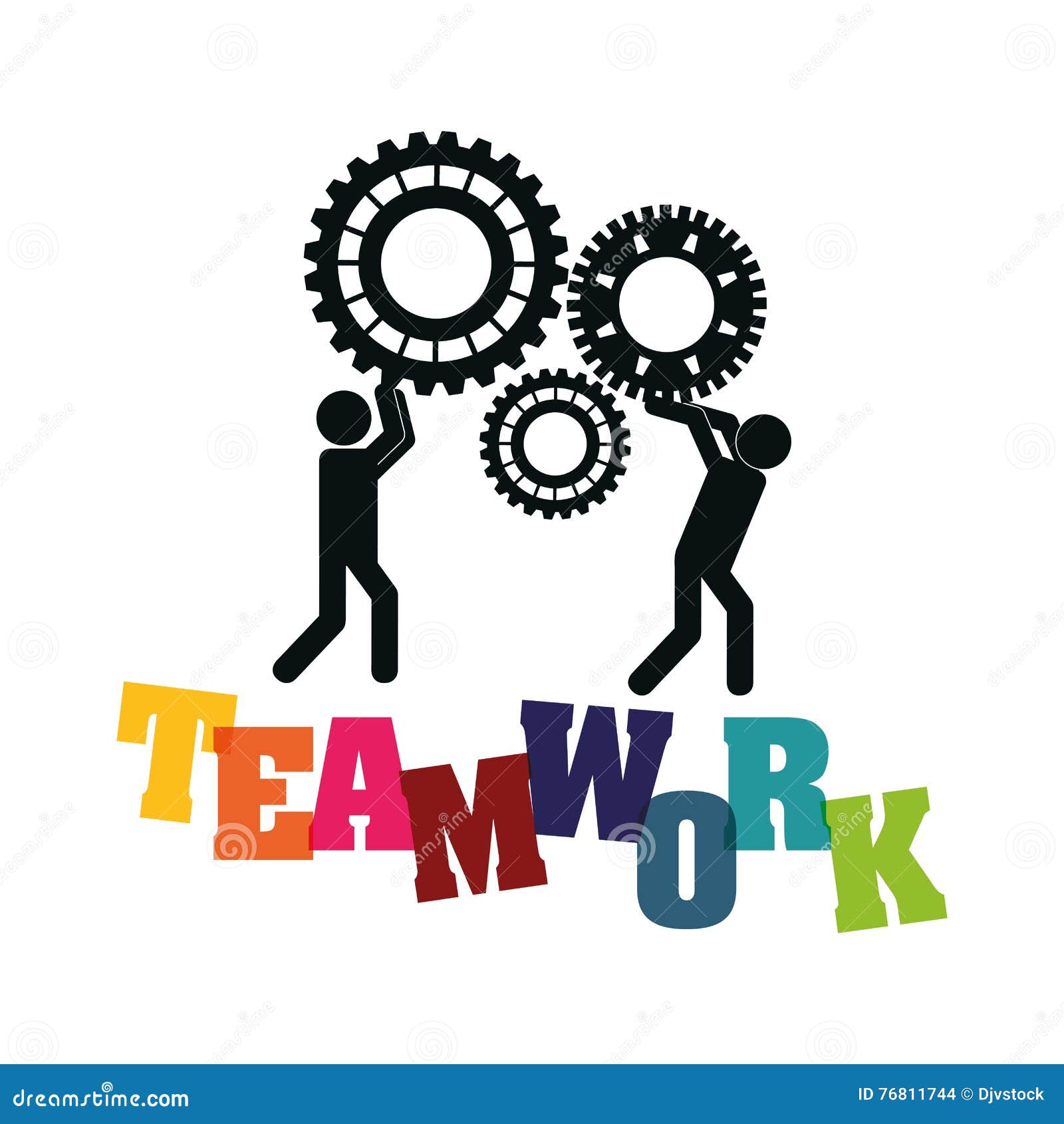 Pictogram Gears Teamwork Support Design Stock Vector - Illustration of ...