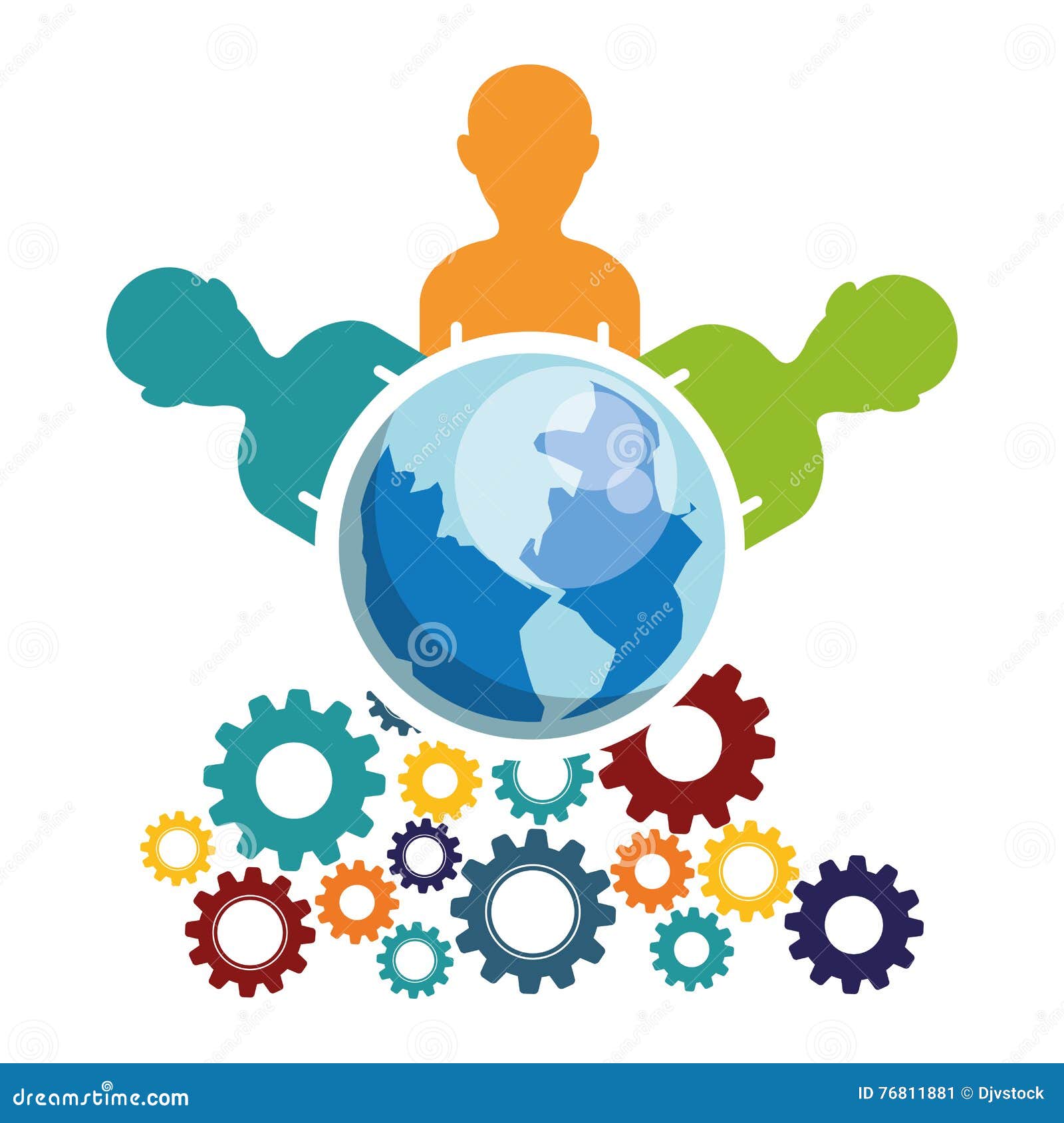 Pictogram Gears Teamwork Support Design Stock Vector - Illustration of ...