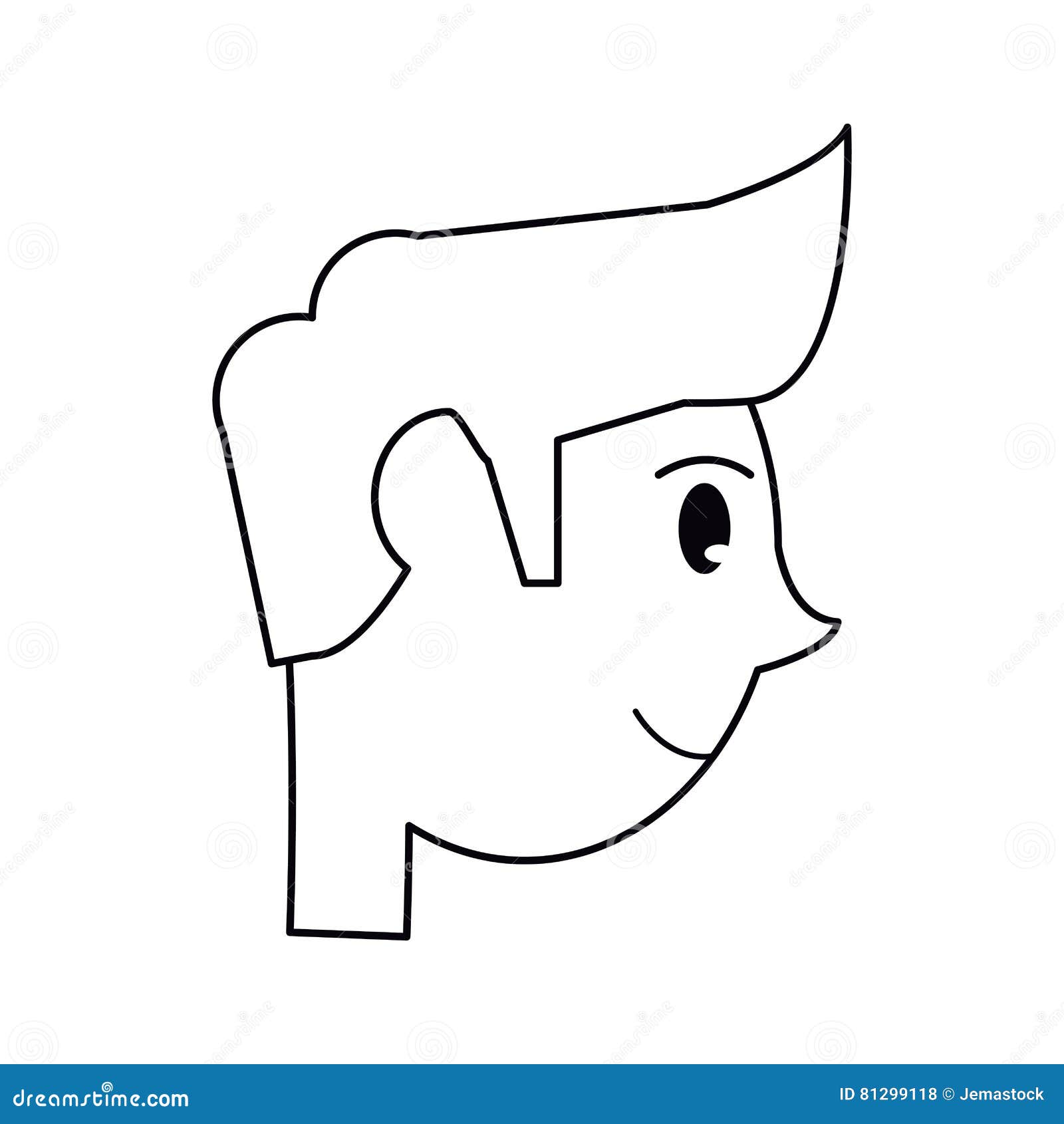 Pictogram Head Young Man Smiling Side Stock Vector - Illustration of ...