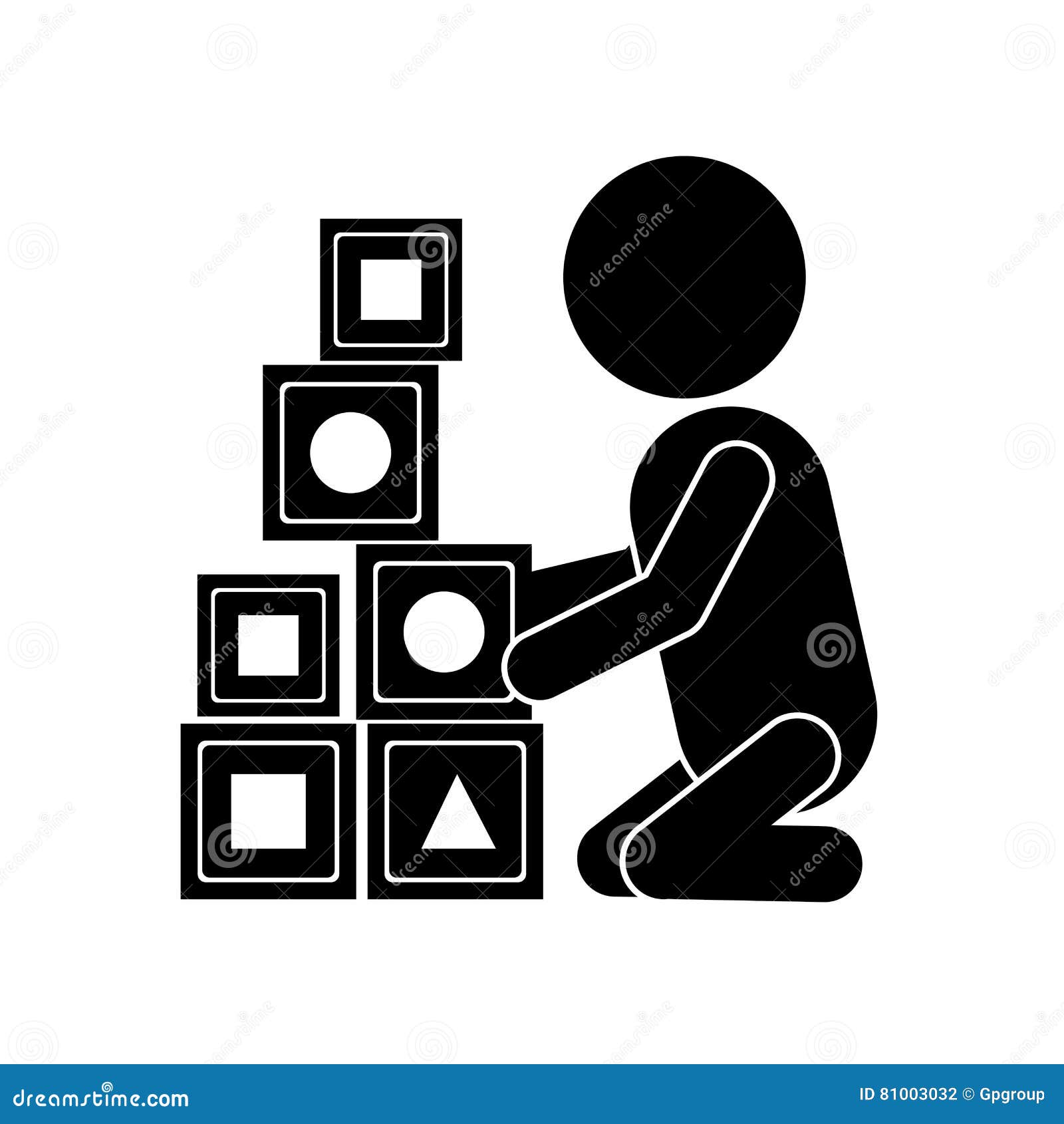 Pictogram Little Boy Playing with Cubes Stock Vector - Illustration of ...