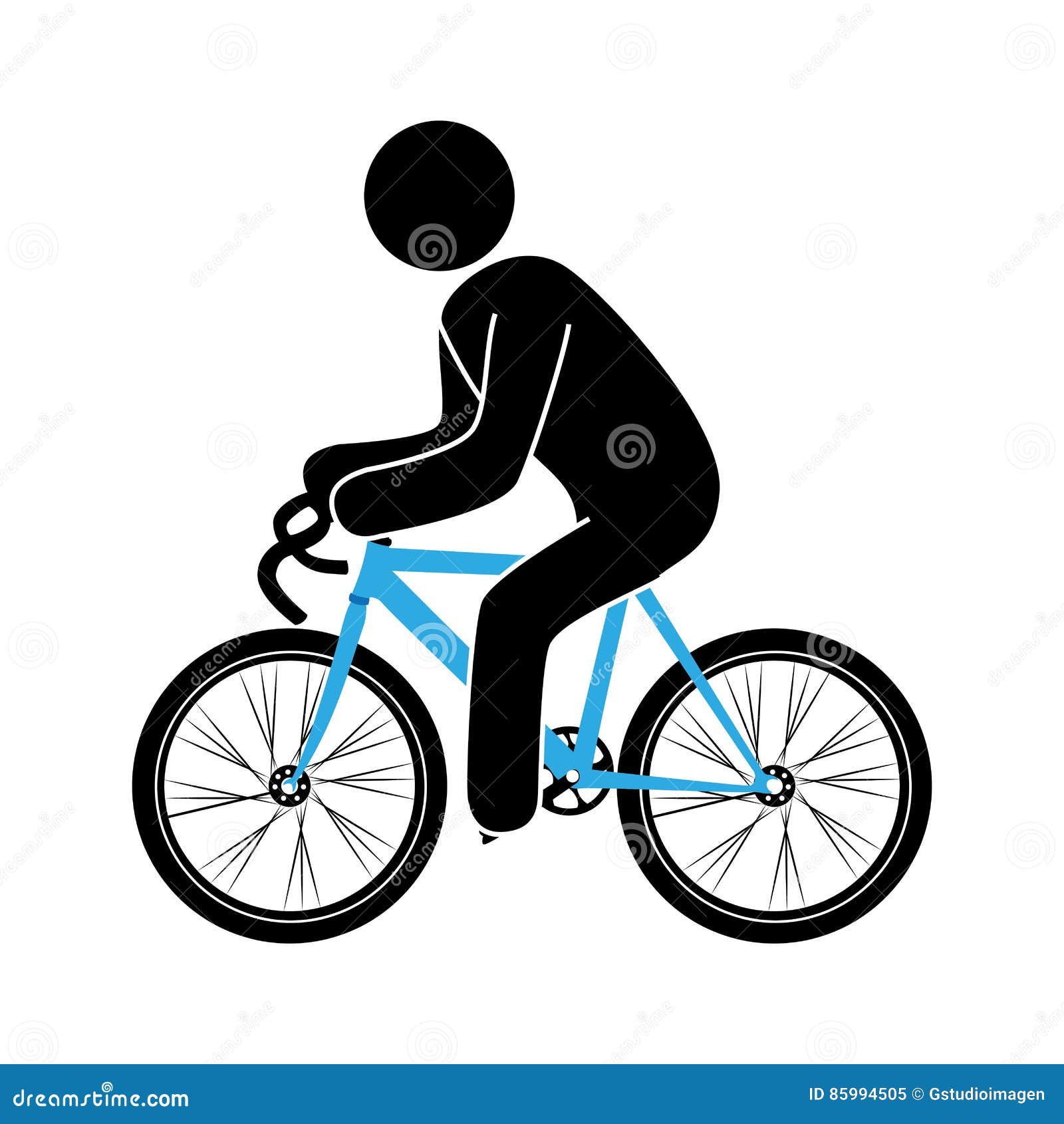 Pictogram Male Riding a Blue Bicycle Stock Vector - Illustration of ...