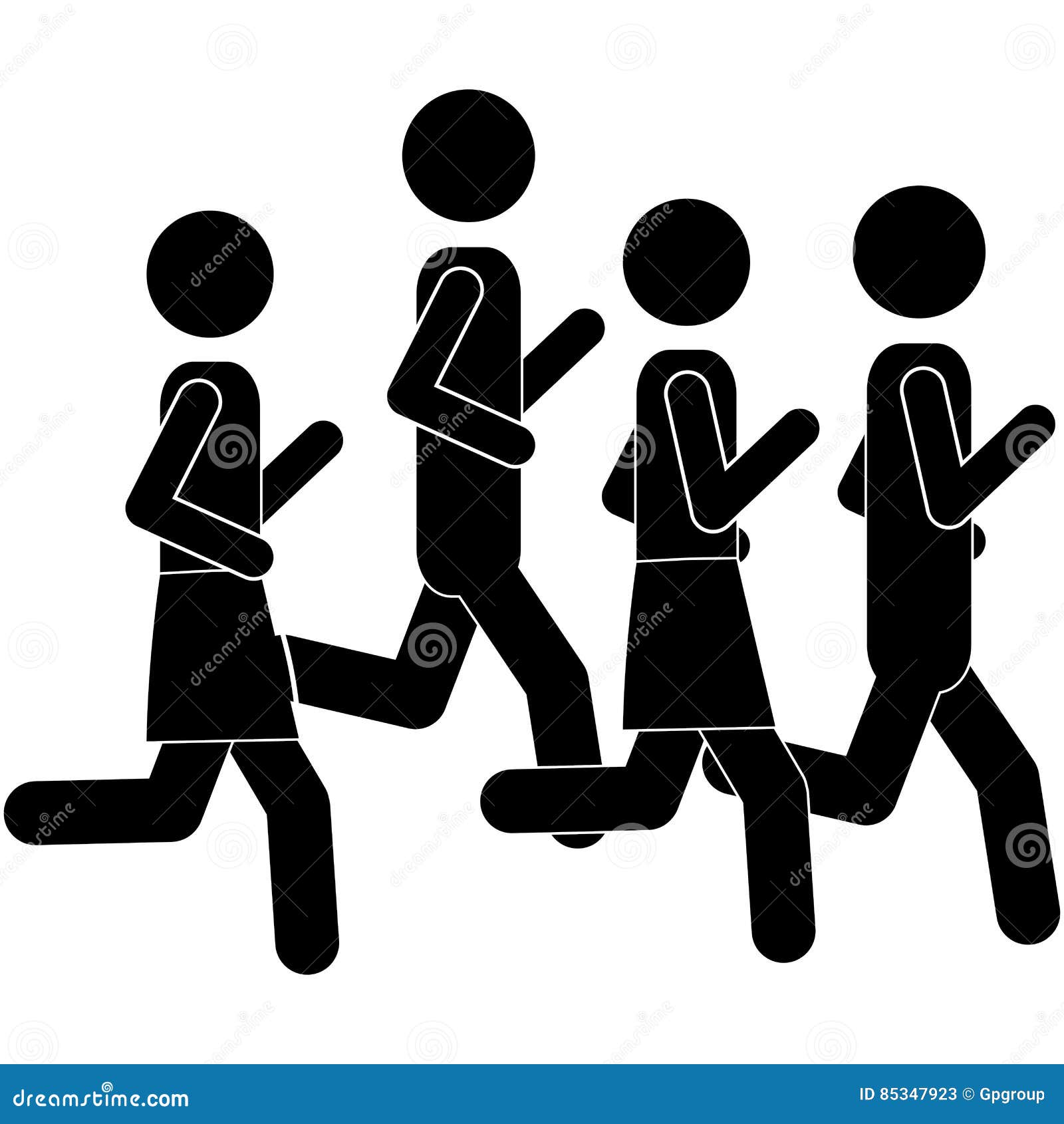 Pictogram Men Jogging in Marathon Stock Illustration - Illustration of ...