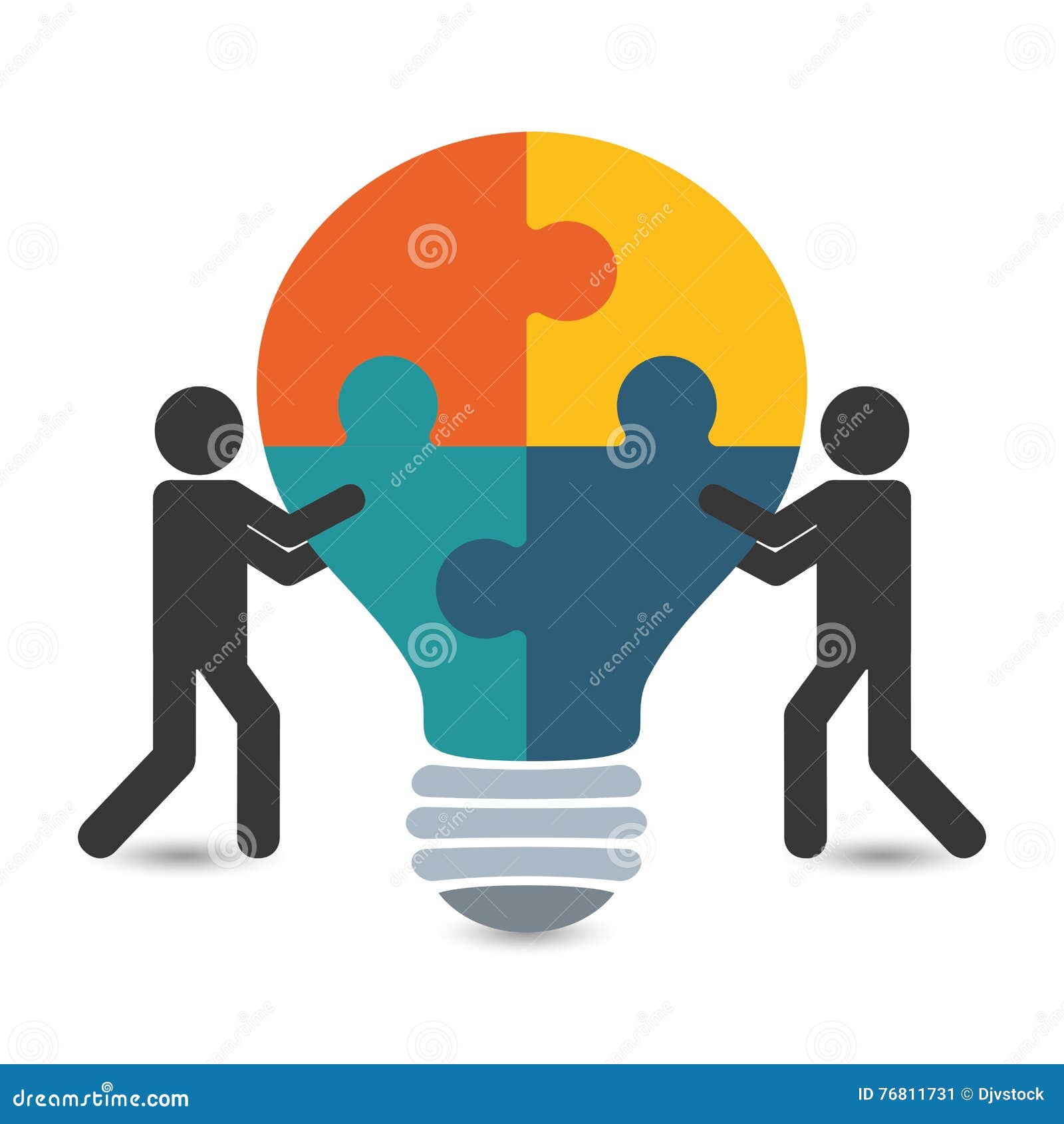 Pictogram Puzzle Bulb Teamwork Support Design Stock Vector ...