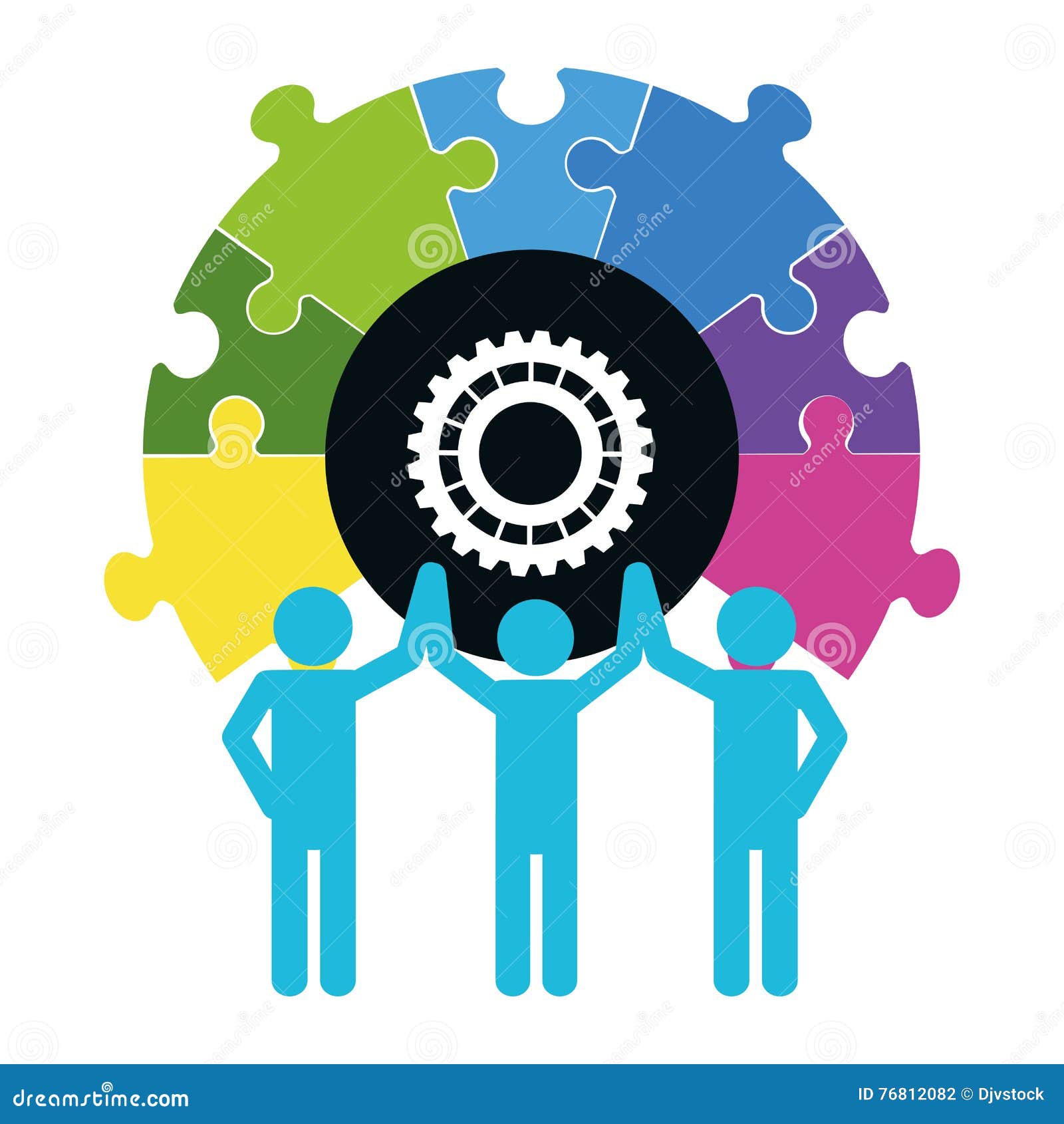 Pictogram Puzzle Gear Teamwork Support Design Stock Vector ...