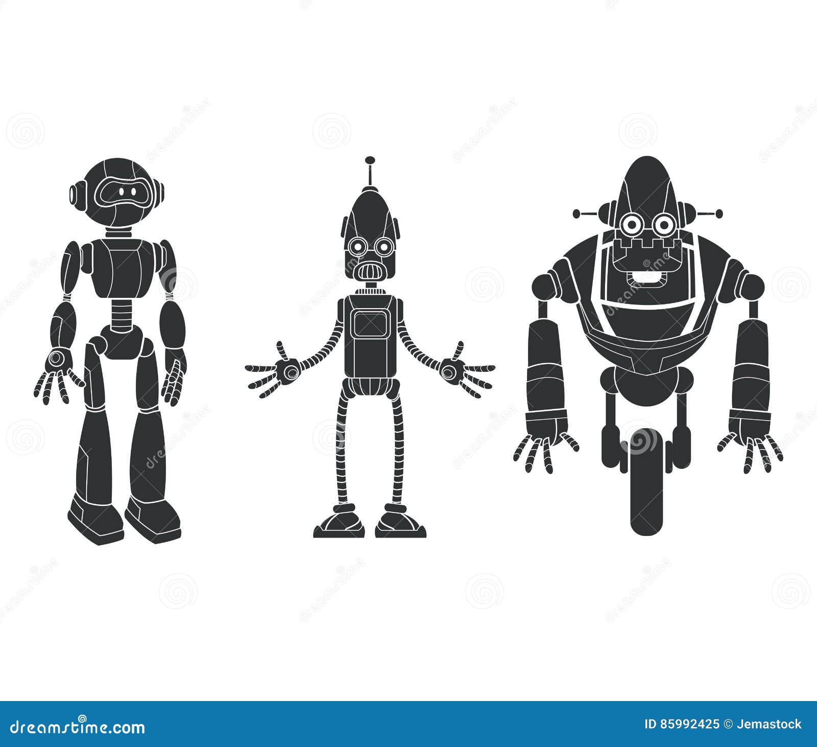 Pictogram Set Robotic Character Stock Vector - Illustration of comic ...