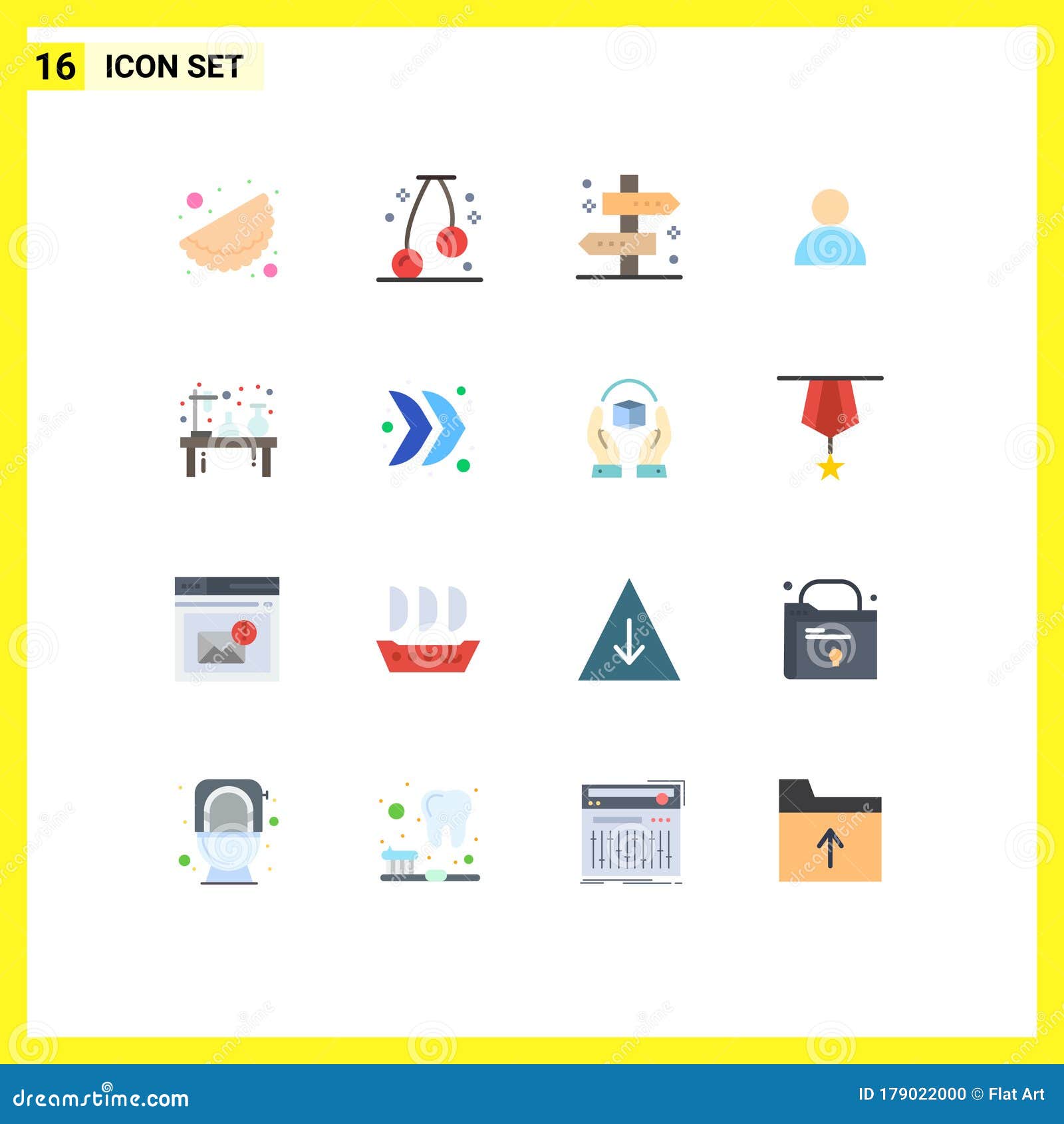 Pictogram Set of 16 Simple Flat Colors of Lab, Experiment, Tag ...