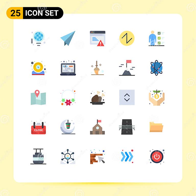 Universal Icon Symbols Group of 25 Modern Flat Colors of Personal ...