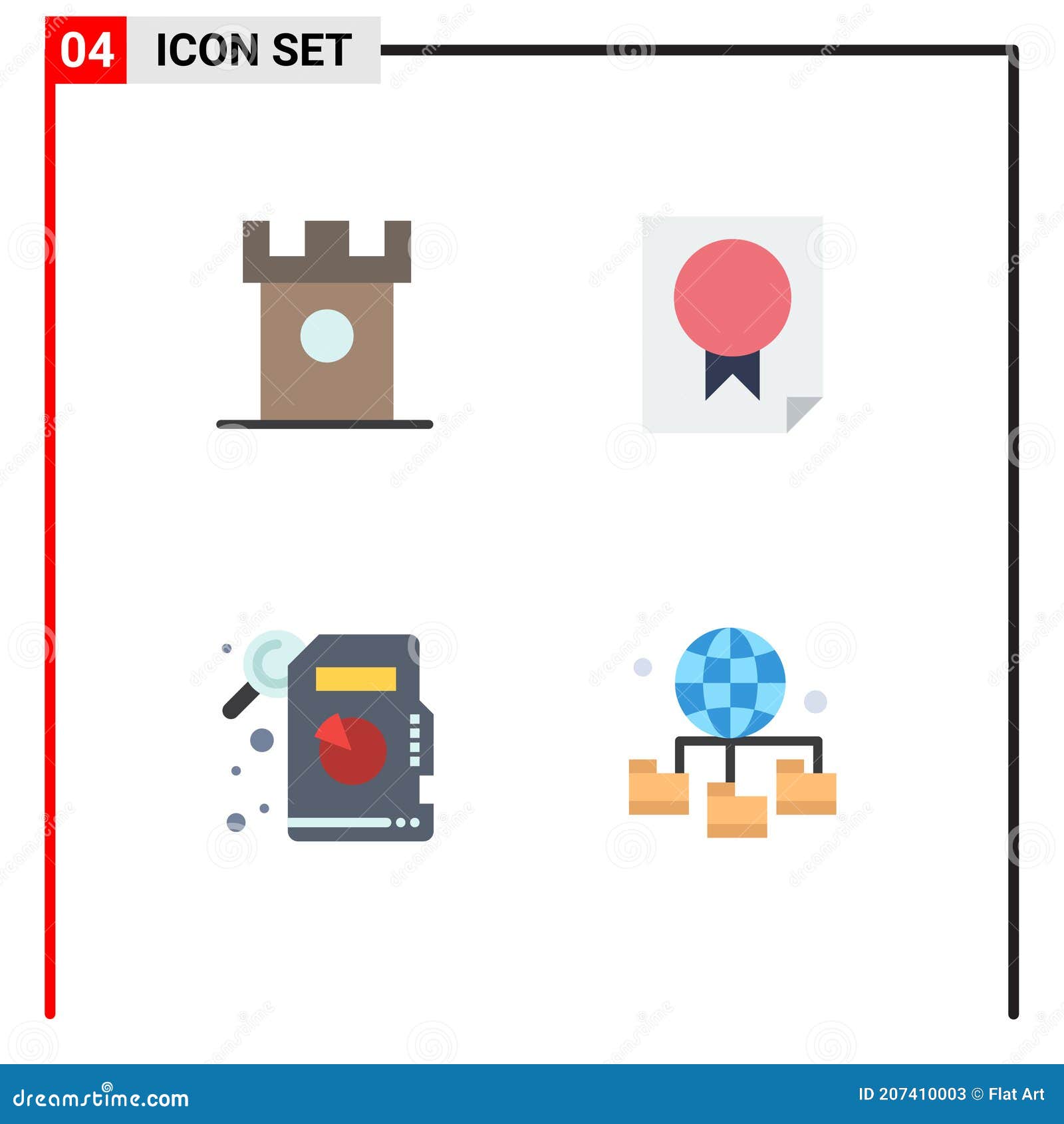 Pictogram Set of 4 Simple Flat Icons of Ancient, Report, Hills, Data ...