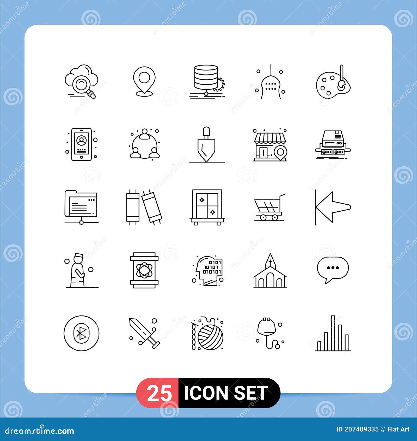 Pictogram Set of 25 Simple Lines of Flow, Data, Marker, Chart, Pointer ...