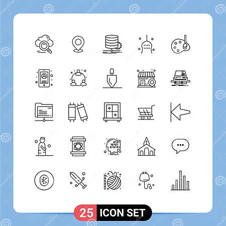 Pictogram Set of 25 Simple Lines of Flow, Data, Marker, Chart, Pointer ...