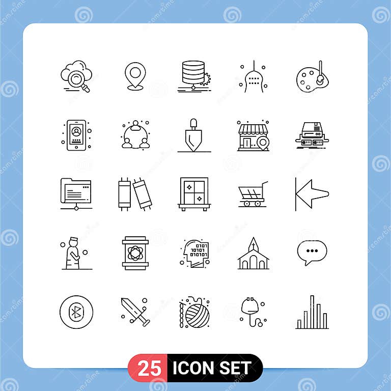 Pictogram Set of 25 Simple Lines of Flow, Data, Marker, Chart, Pointer Stock Vector ...