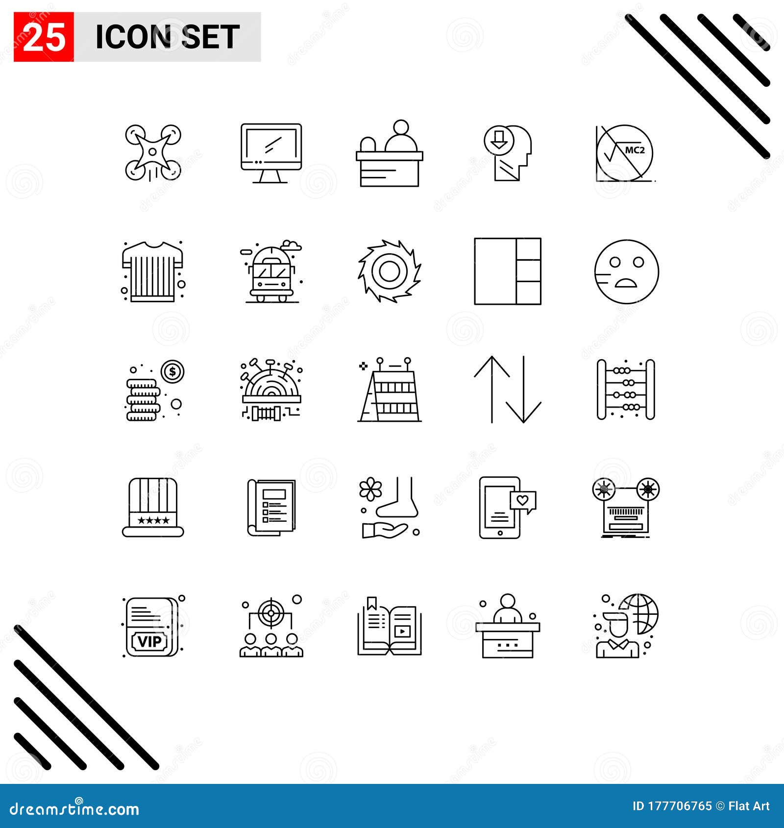 Pictogram Set Of 25 Simple Lines Of Math, Knowledge, Pc, Human, Arrow ...