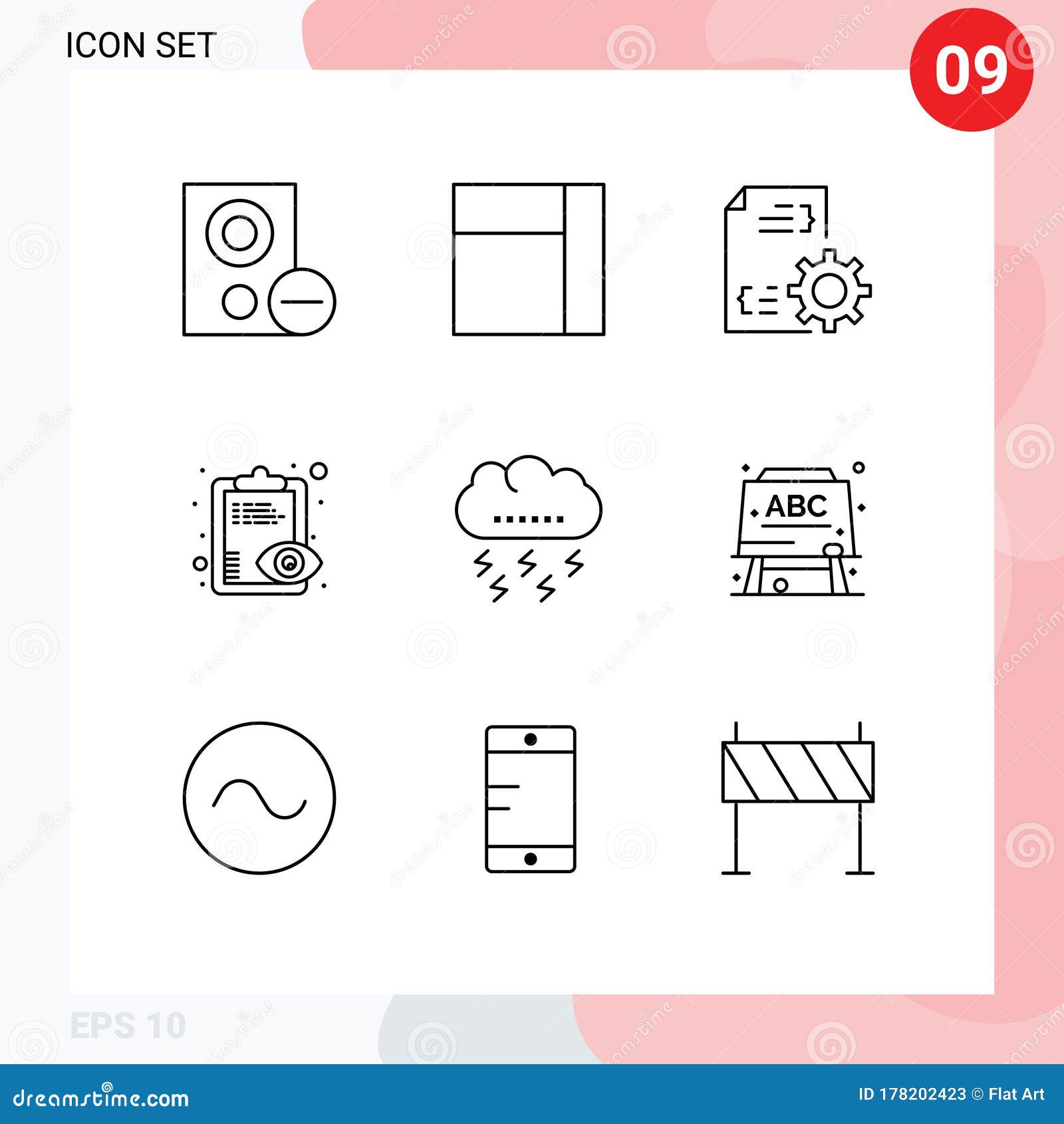 Stock Vector Icon Pack of 9 Line Signs and Symbols for Lightning ...