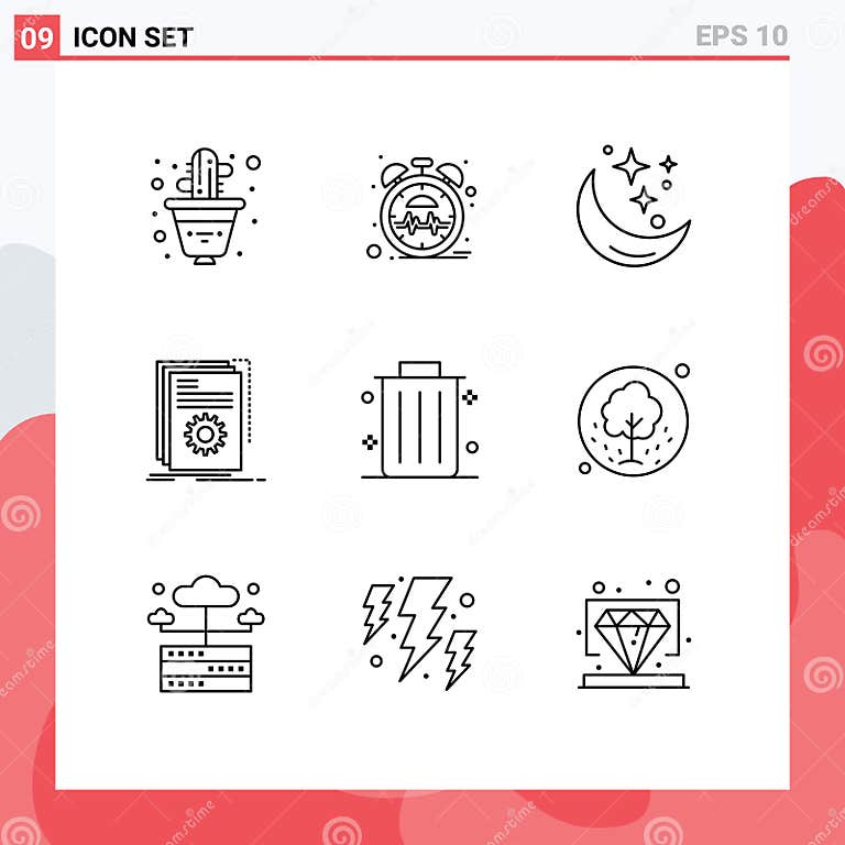 Stock Vector Icon Pack of 9 Line Signs and Symbols for Script ...