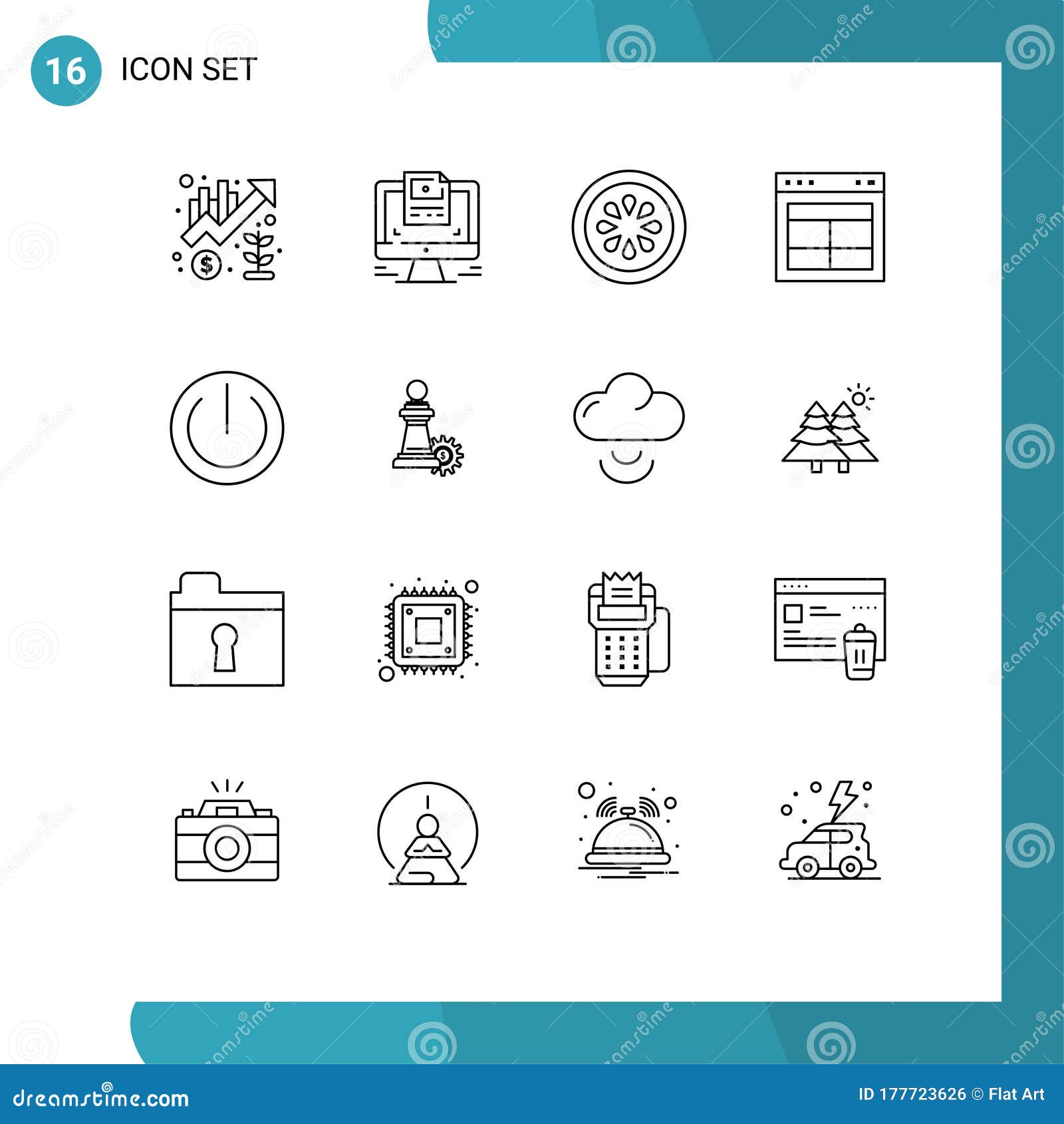Pictogram Set of 16 Simple Outlines of Website, Layout, Website ...