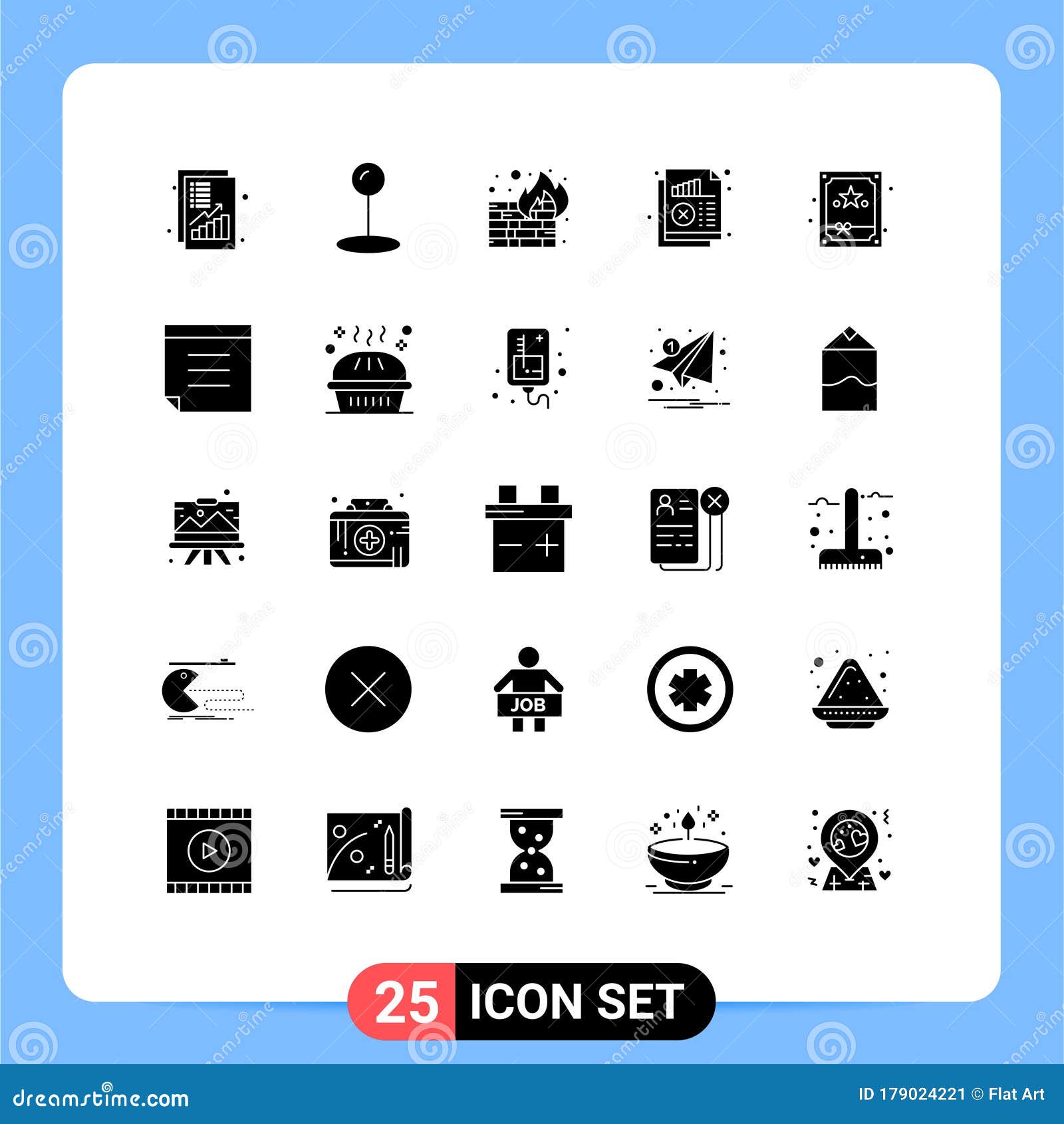 Pictogram Set Of 25 Simple Solid Glyphs Of Box, Statistics, Firewall ...