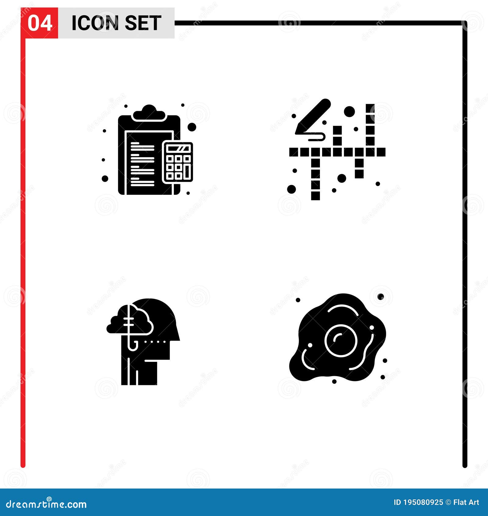 Pictogram Set of 4 Simple Solid Glyphs of Calculate, Borrowing Ideas ...