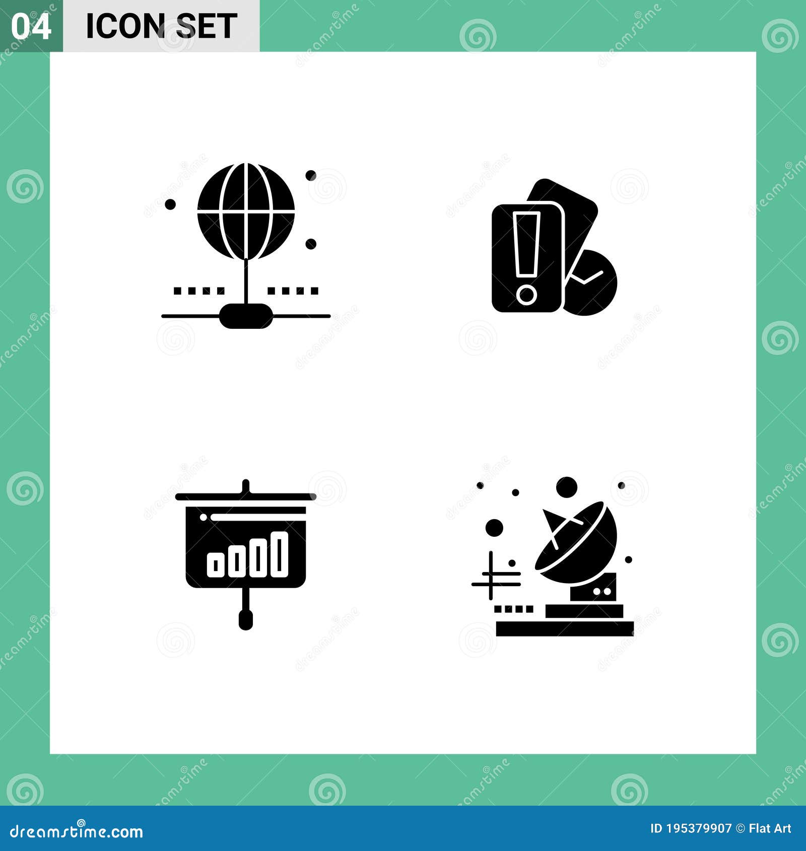 Pictogram Set of 4 Simple Solid Glyphs of Connection, Sales, Card ...
