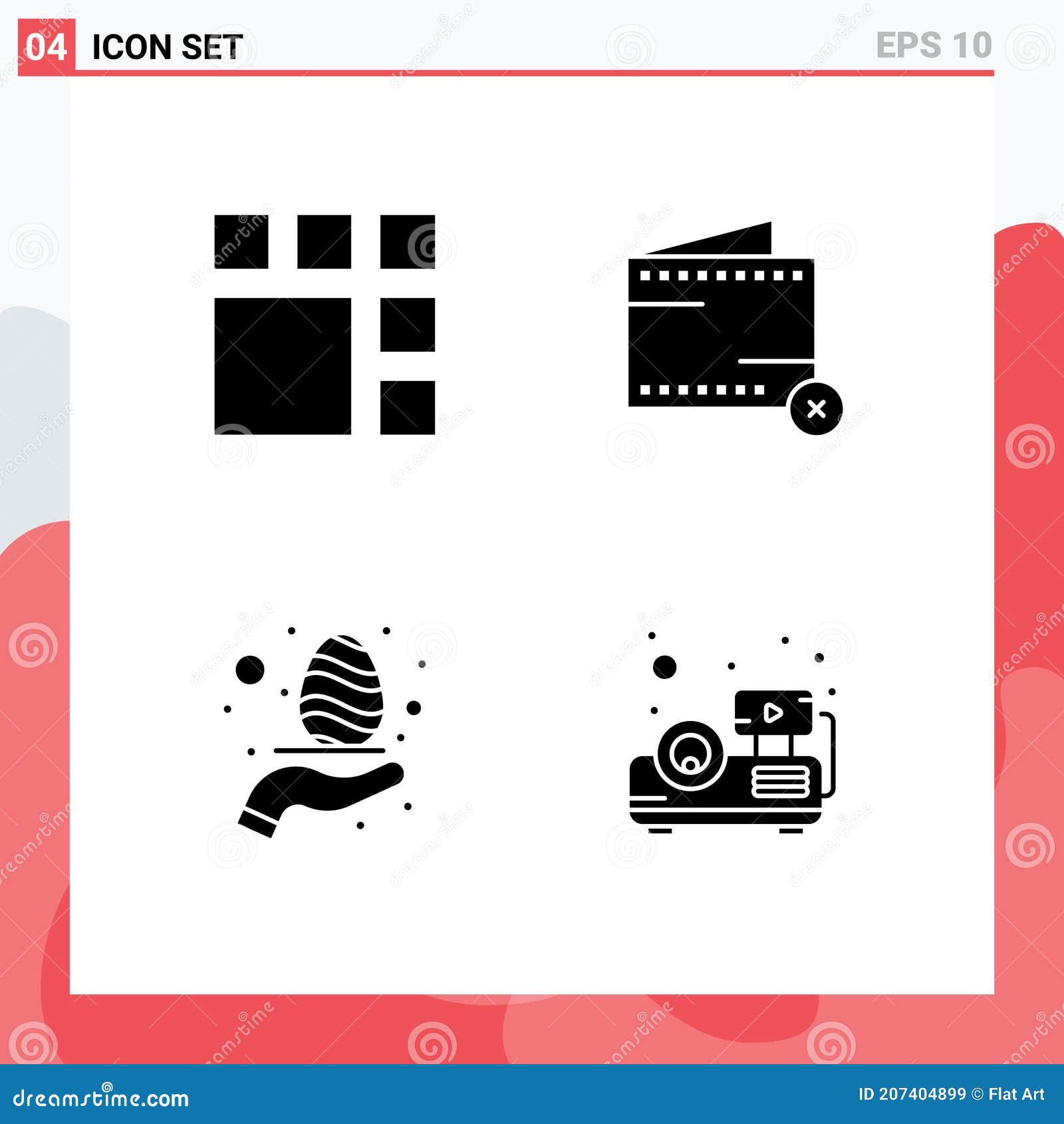 Pictogram Set of 4 Simple Solid Glyphs of Editing, Egg, Layout, E ...