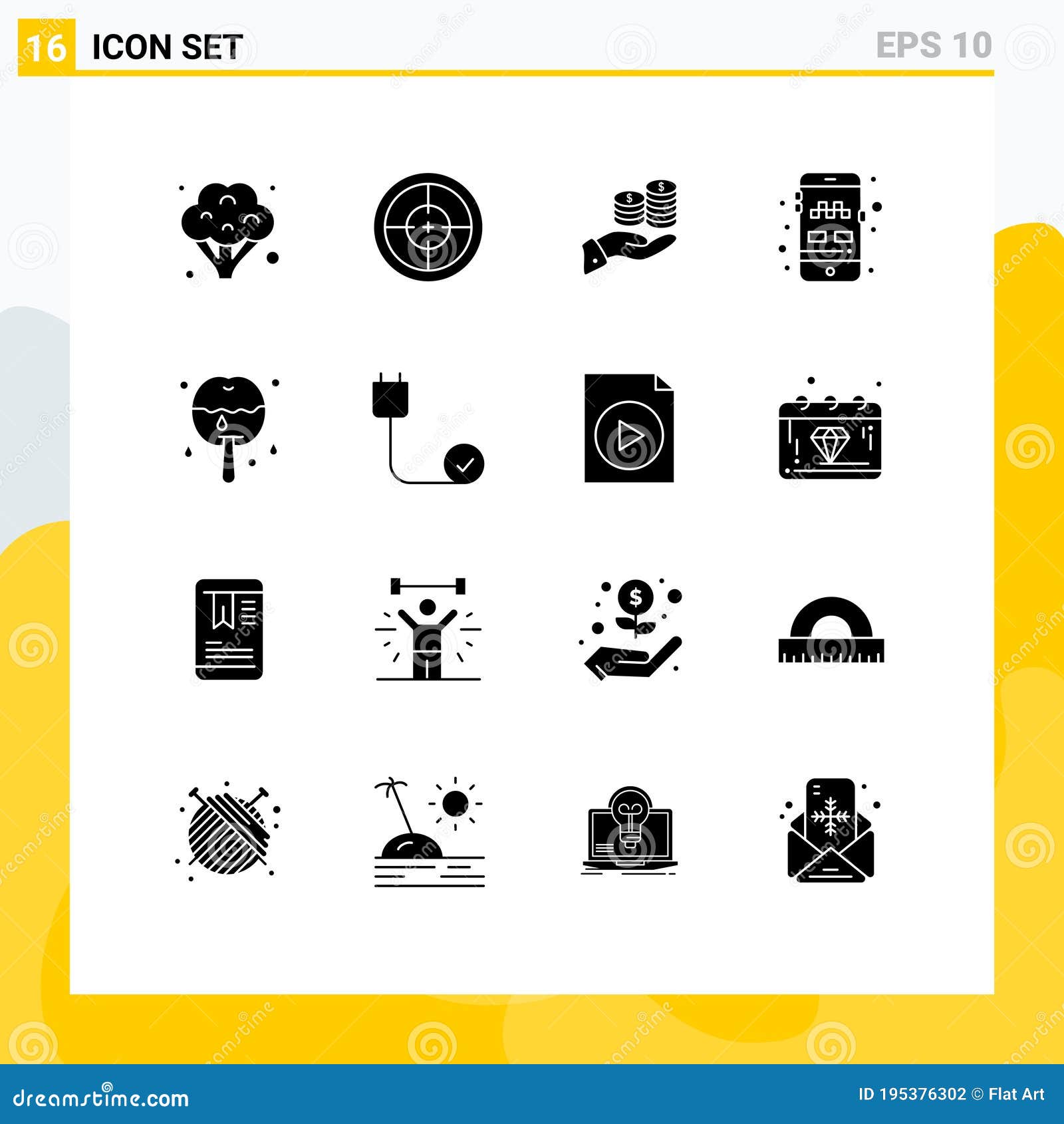 Pictogram Set of 16 Simple Solid Glyphs of Mobile, Save, Savings, Money ...