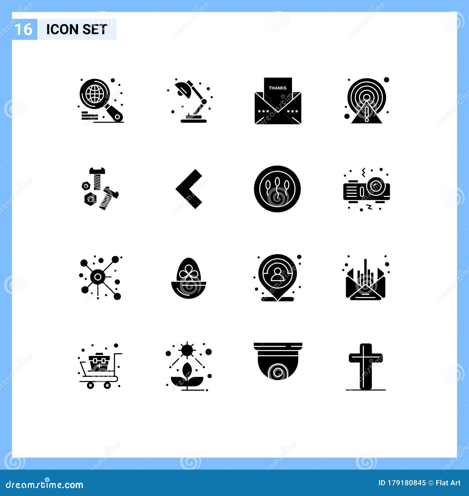 Pictogram Set of 16 Simple Solid Glyphs of Nut, Point, Letter, Circle ...