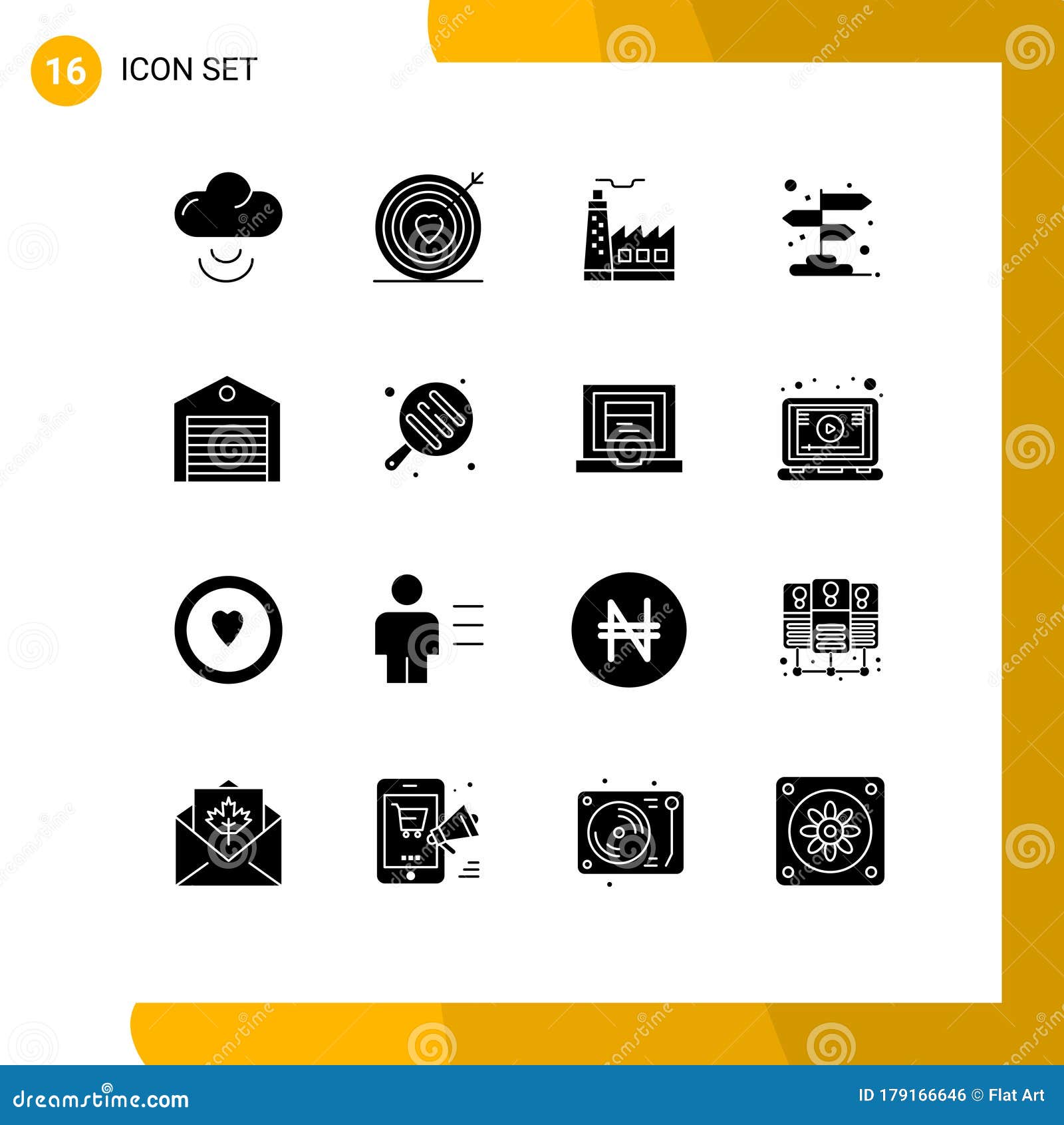 Pictogram Set of 16 Simple Solid Glyphs of Order, Delivery, Factory ...