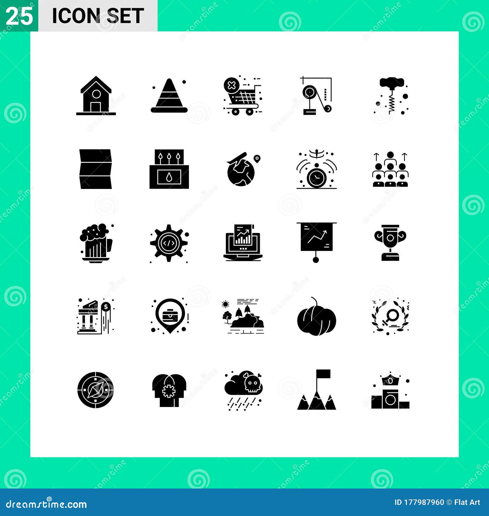 Pictogram Set of 25 Simple Solid Glyphs of Power Tools, Drill, Checkout ...