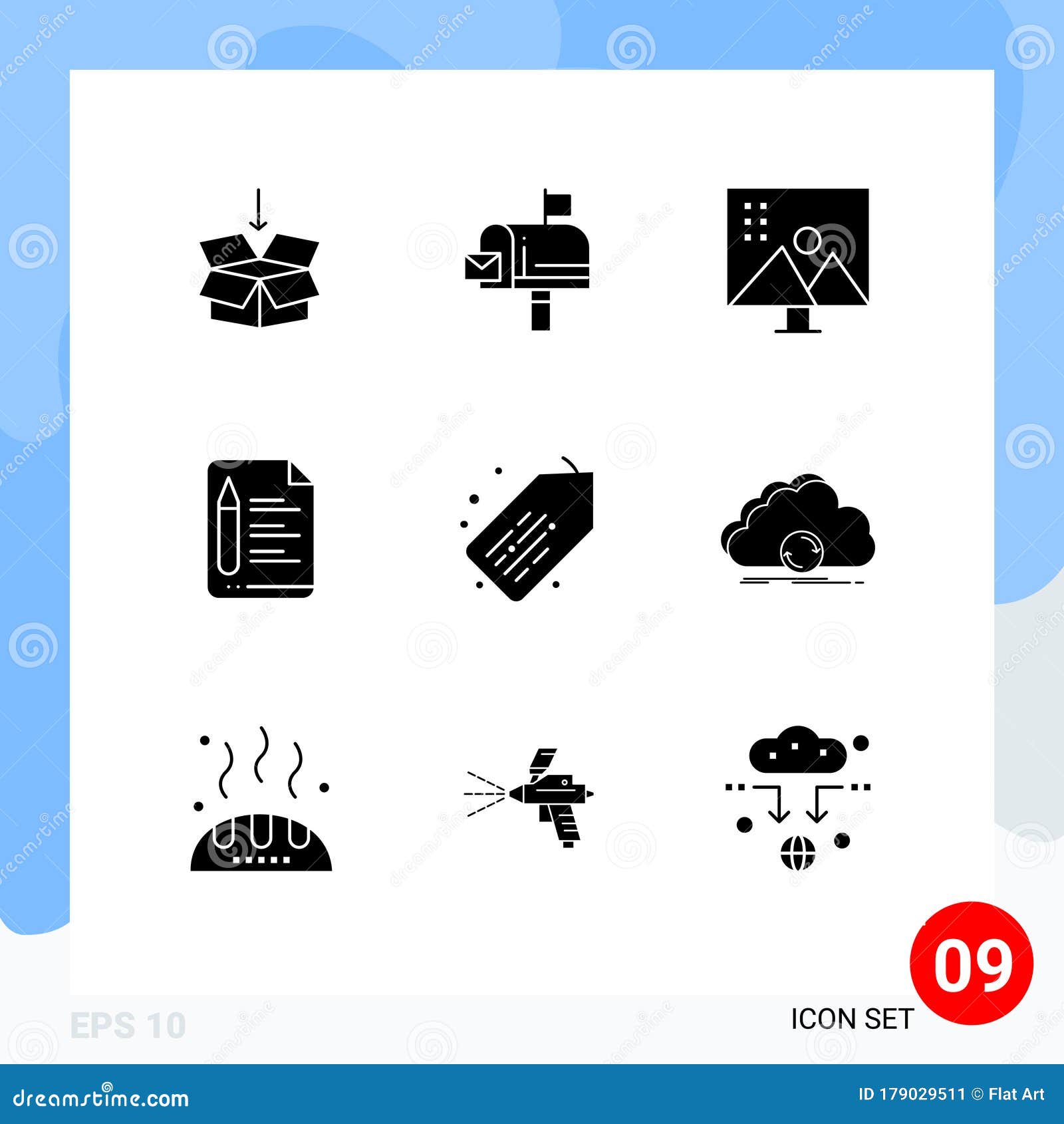 Pictogram Set of 9 Simple Solid Glyphs of Tag, Education, Altering ...
