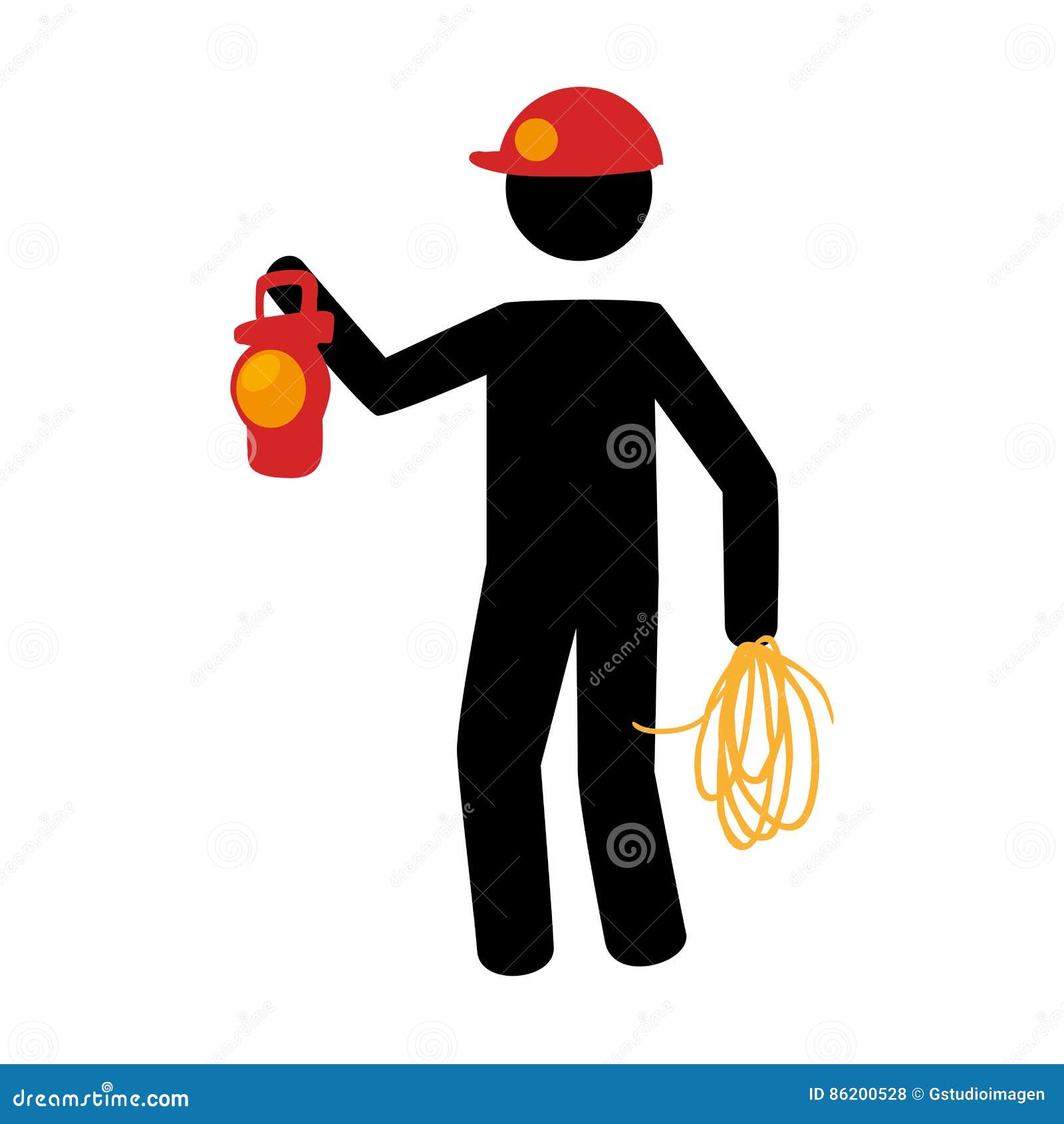 Pictogram Silhouette with Miner with Flashlight Stock Vector ...