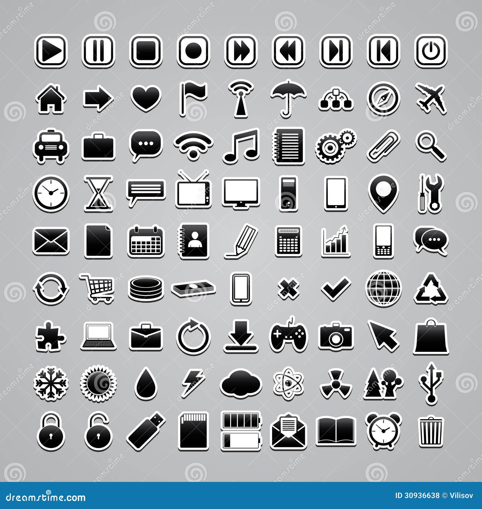 Pictogram-stickers vector illustratie. Illustration of technologie ...