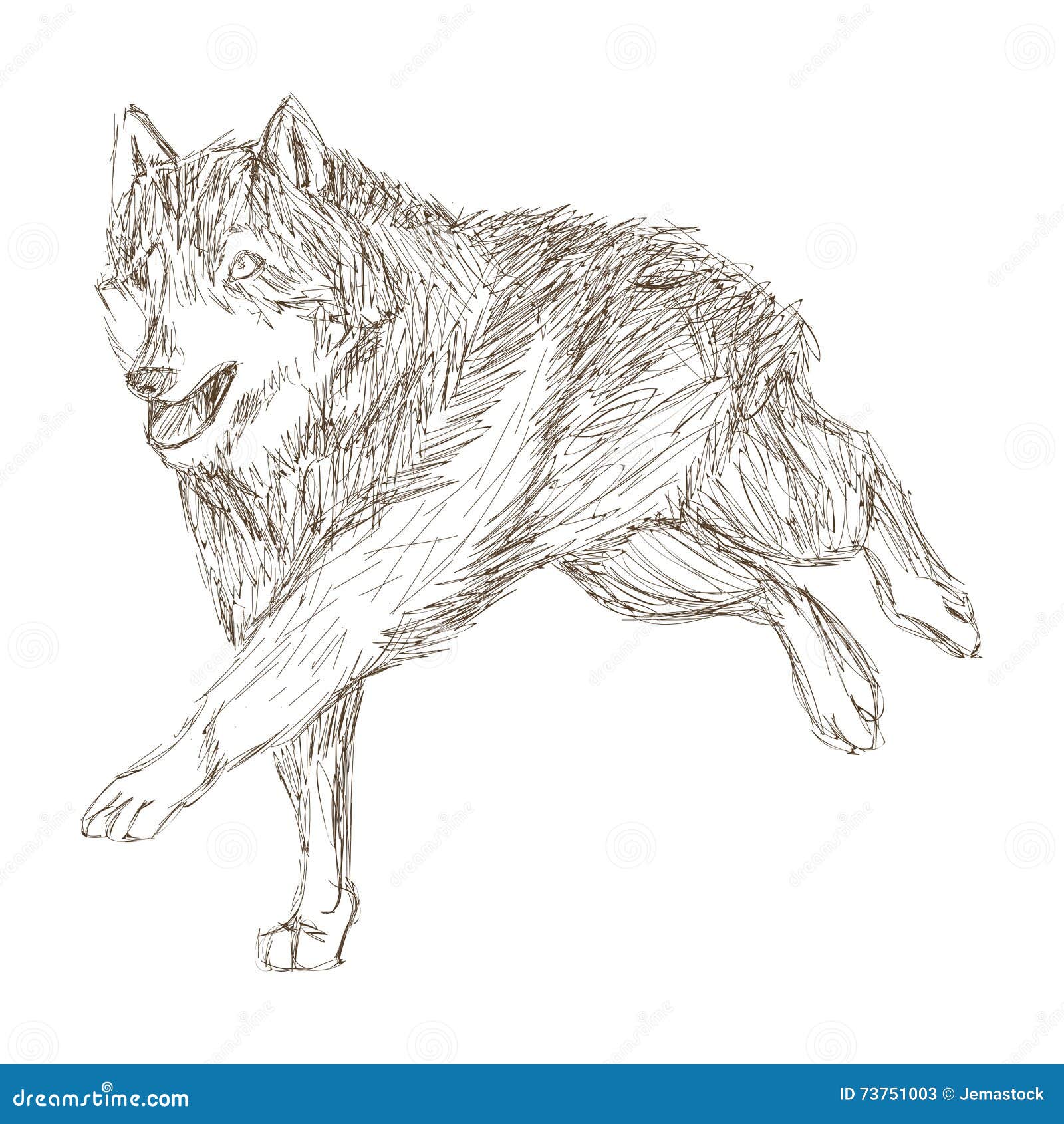 Pictogram Van De Wolfs Het Lopende Schets Stock Illustratie ...