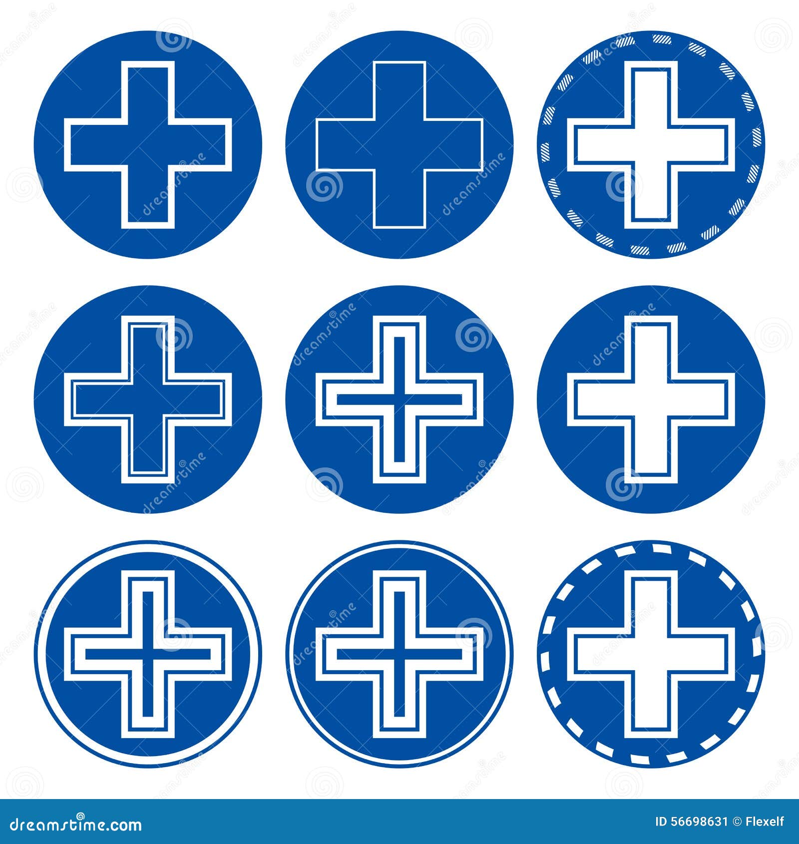 Pictogrammen met een kruis vector illustratie. Illustration of diensten ...