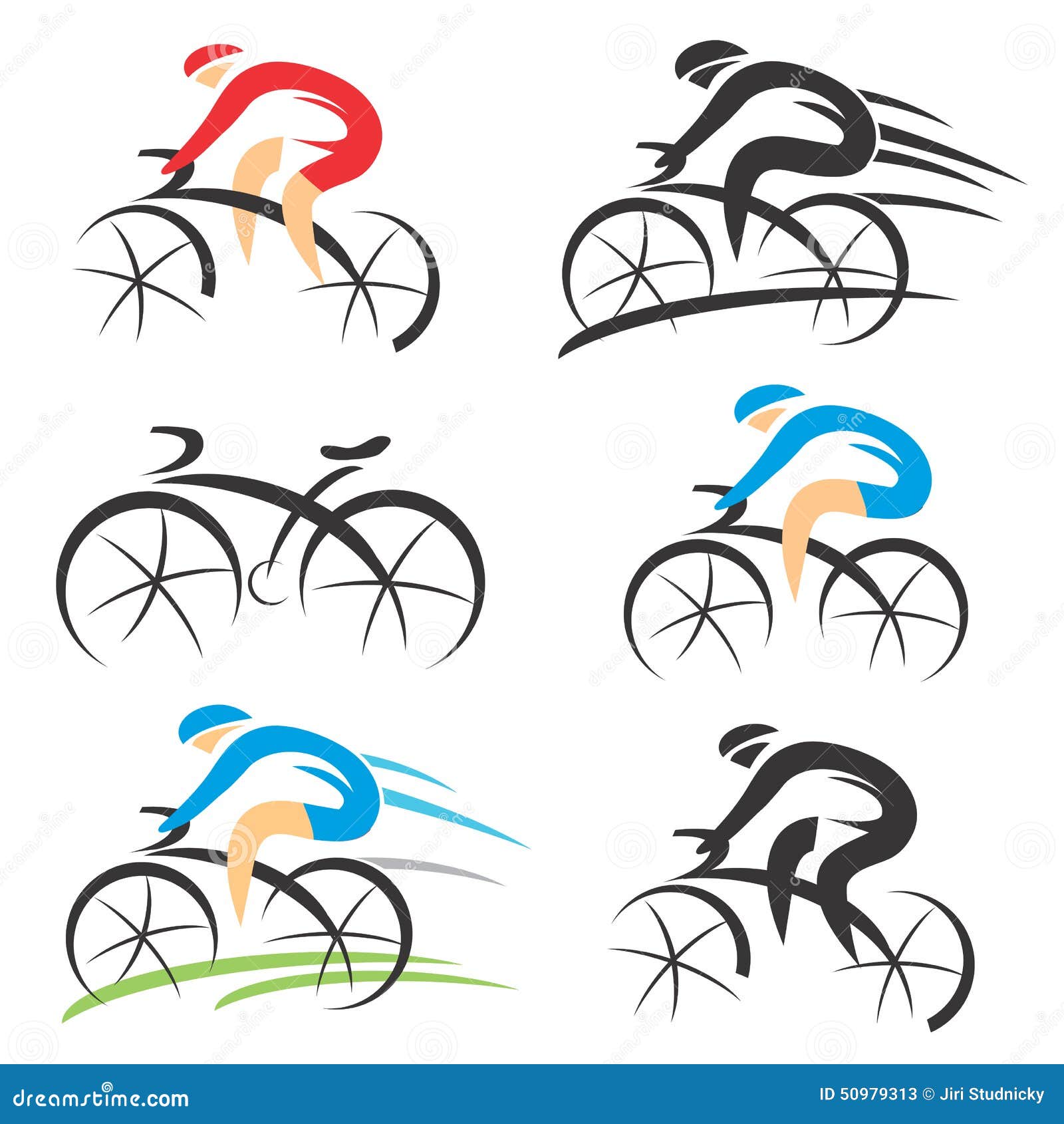 Pictogrammen Met Gestileerde Fietser Vector Illustratie - Illustration ...