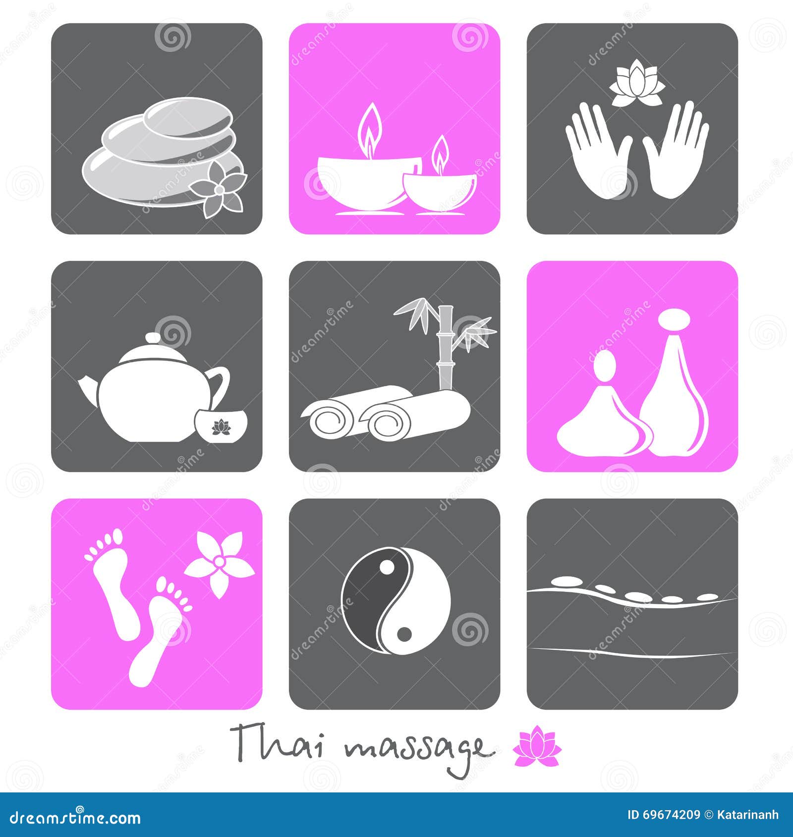 Pictogrammen Thaise Massage Spa Vector Illustratie - Illustration of ...