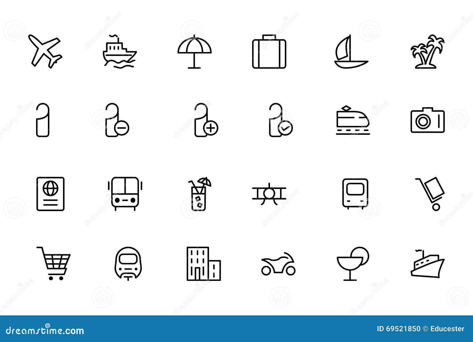 Pictogrammen 1 Van De Reis Vectorlijn Stock Illustratie - Illustration ...