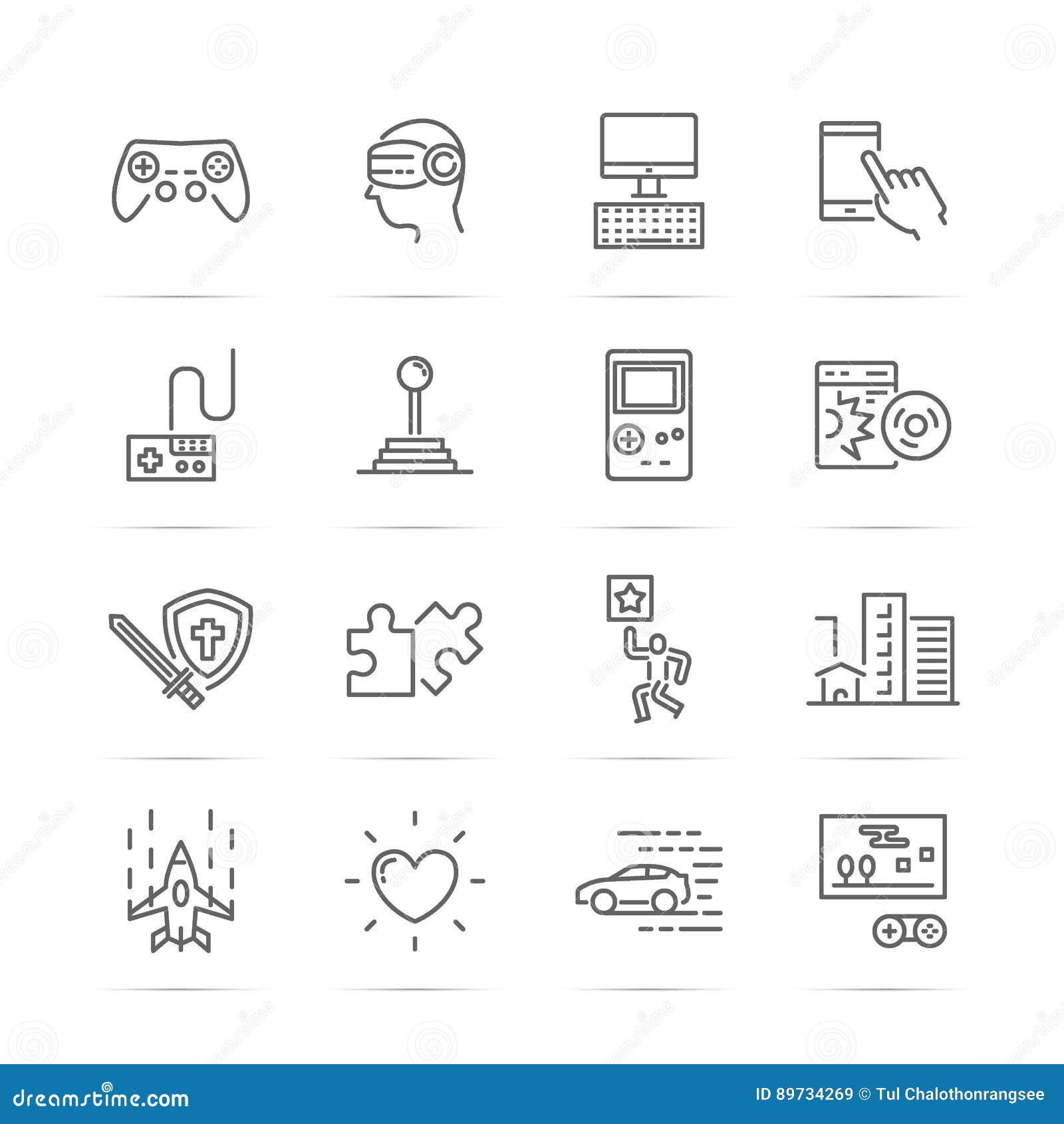 Pictogrammen Van De Videospelletje De Vectorlijn Vector Illustratie ...