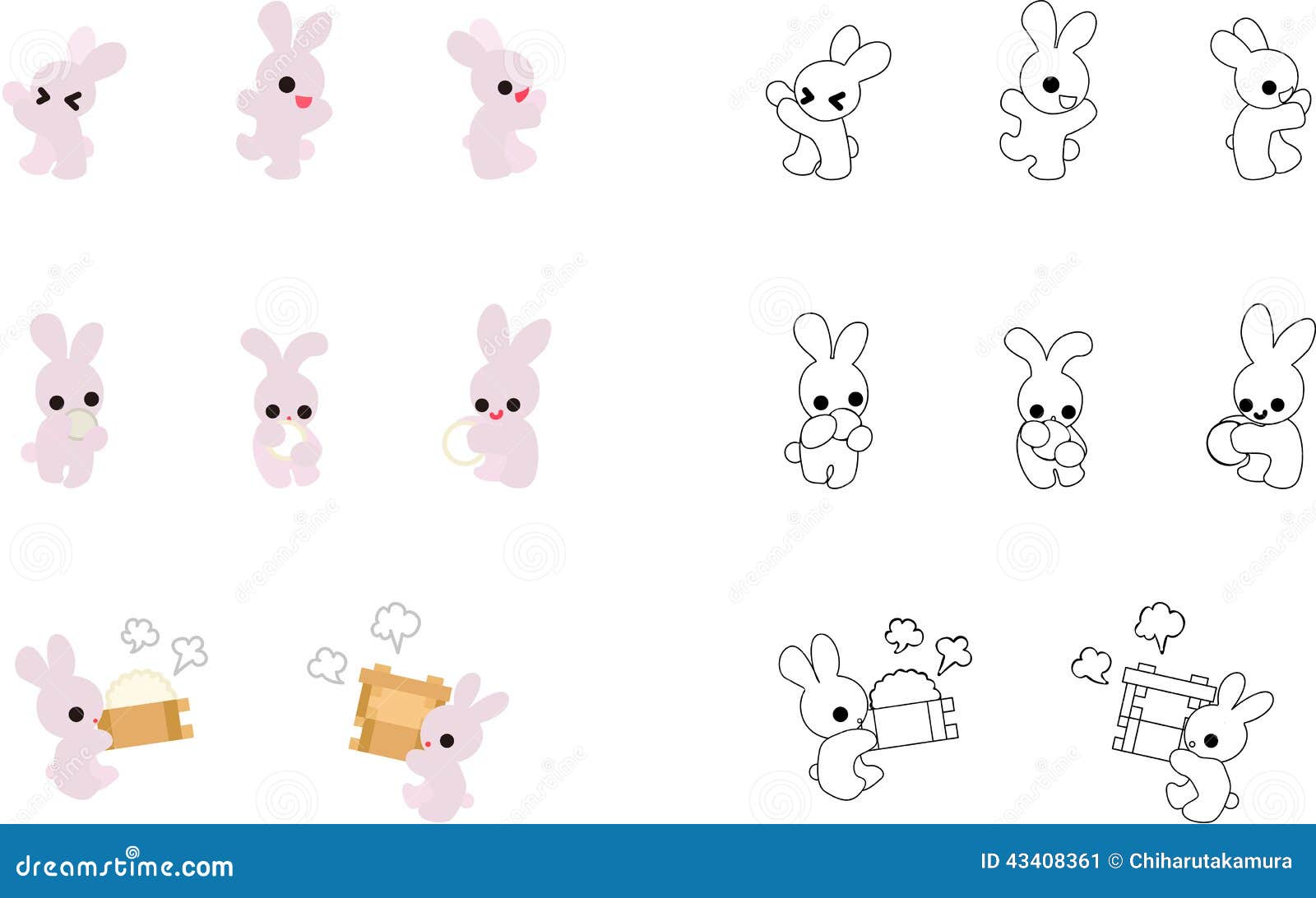 Pictogrammen Van Leuke Konijnen Vector Illustratie - Illustration of ...