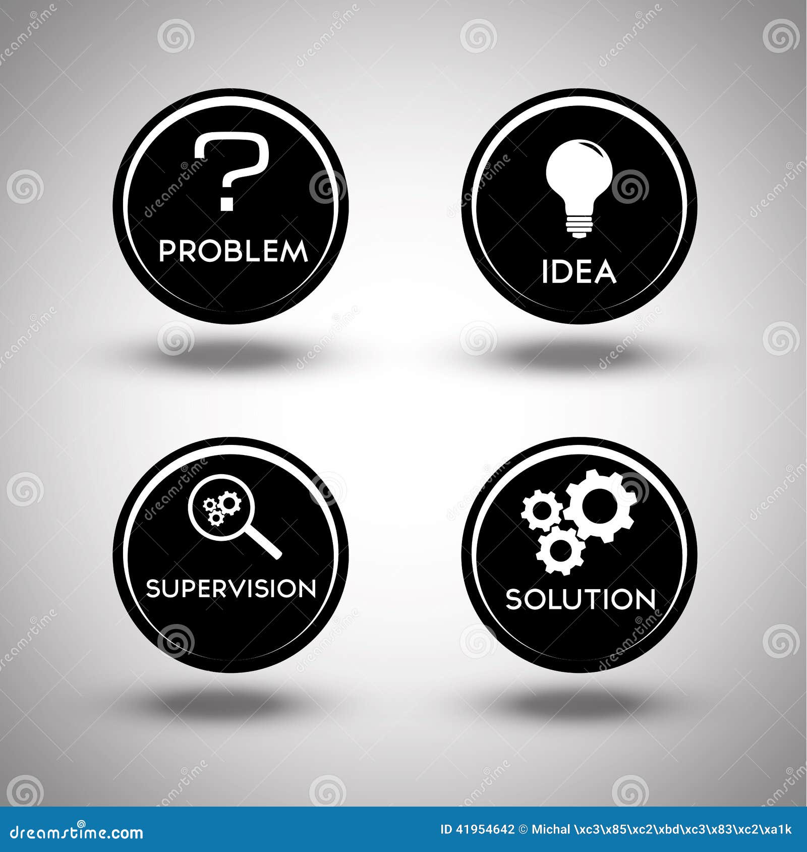 Pictogrammen Van Probleem Het Oplossen Proces Vector Illustratie ...