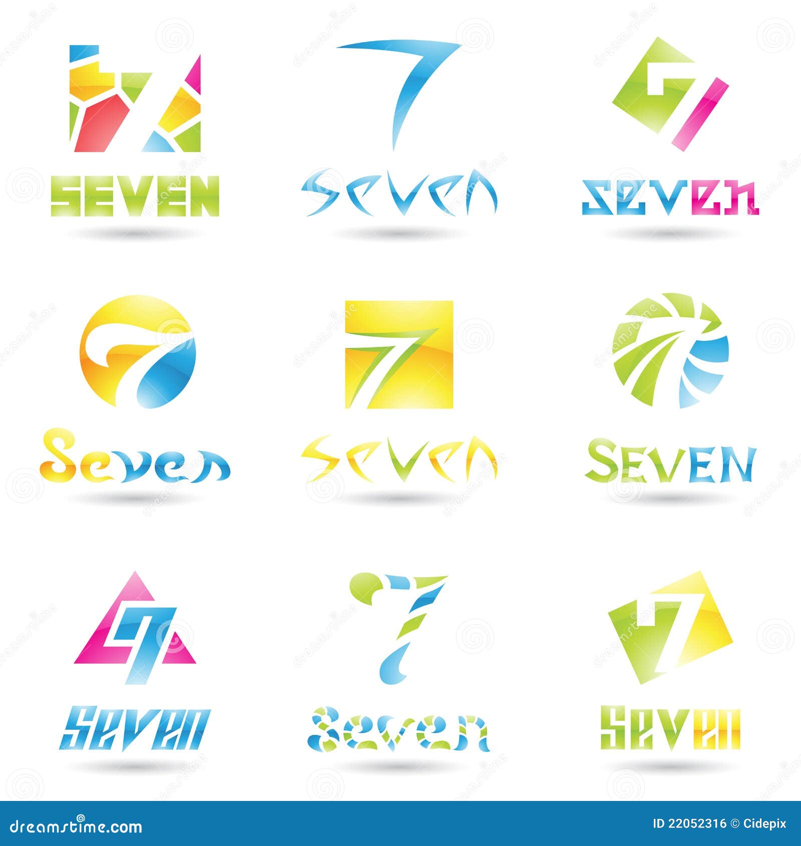 Pictogrammen voor Nummer 7 vector illustratie. Illustration of ...